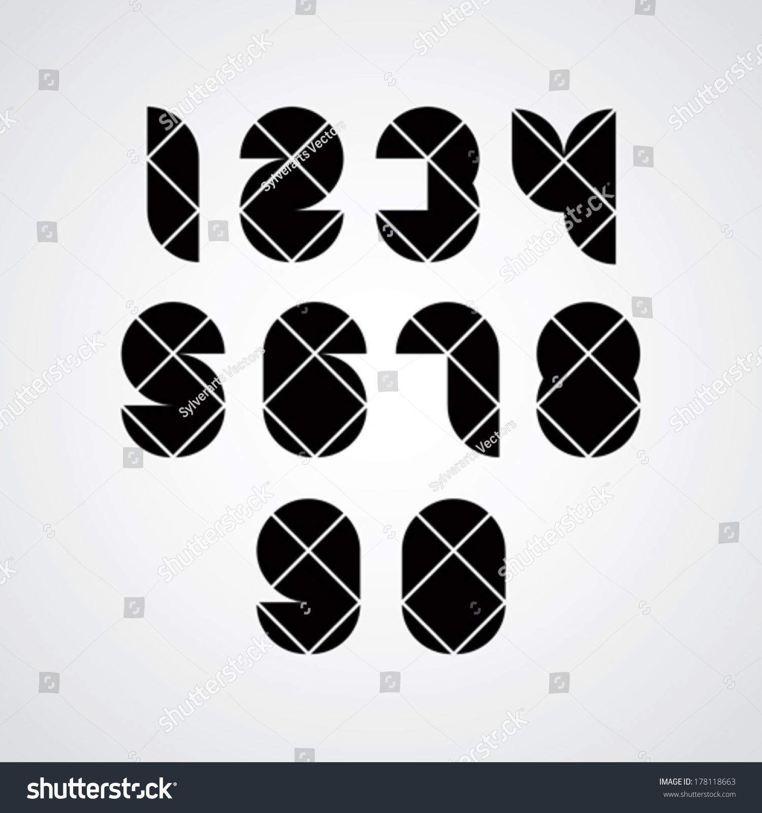 Black Spherical Geometric Sectored Comic Numbers Stock Vector (Royalty ...