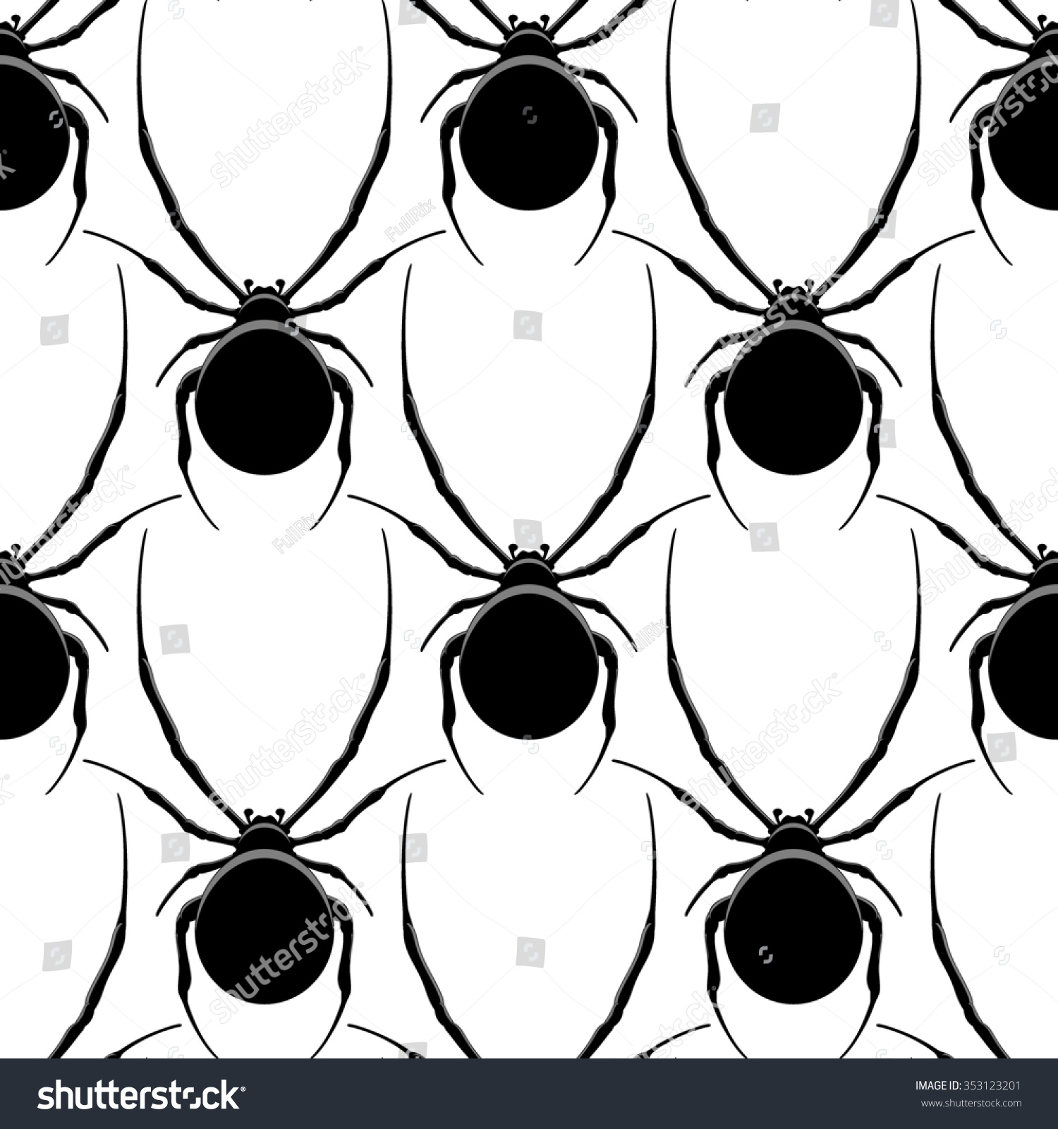 Black Spider Pattern Silhouettevector Seamless Stock Vector (Royalty ...