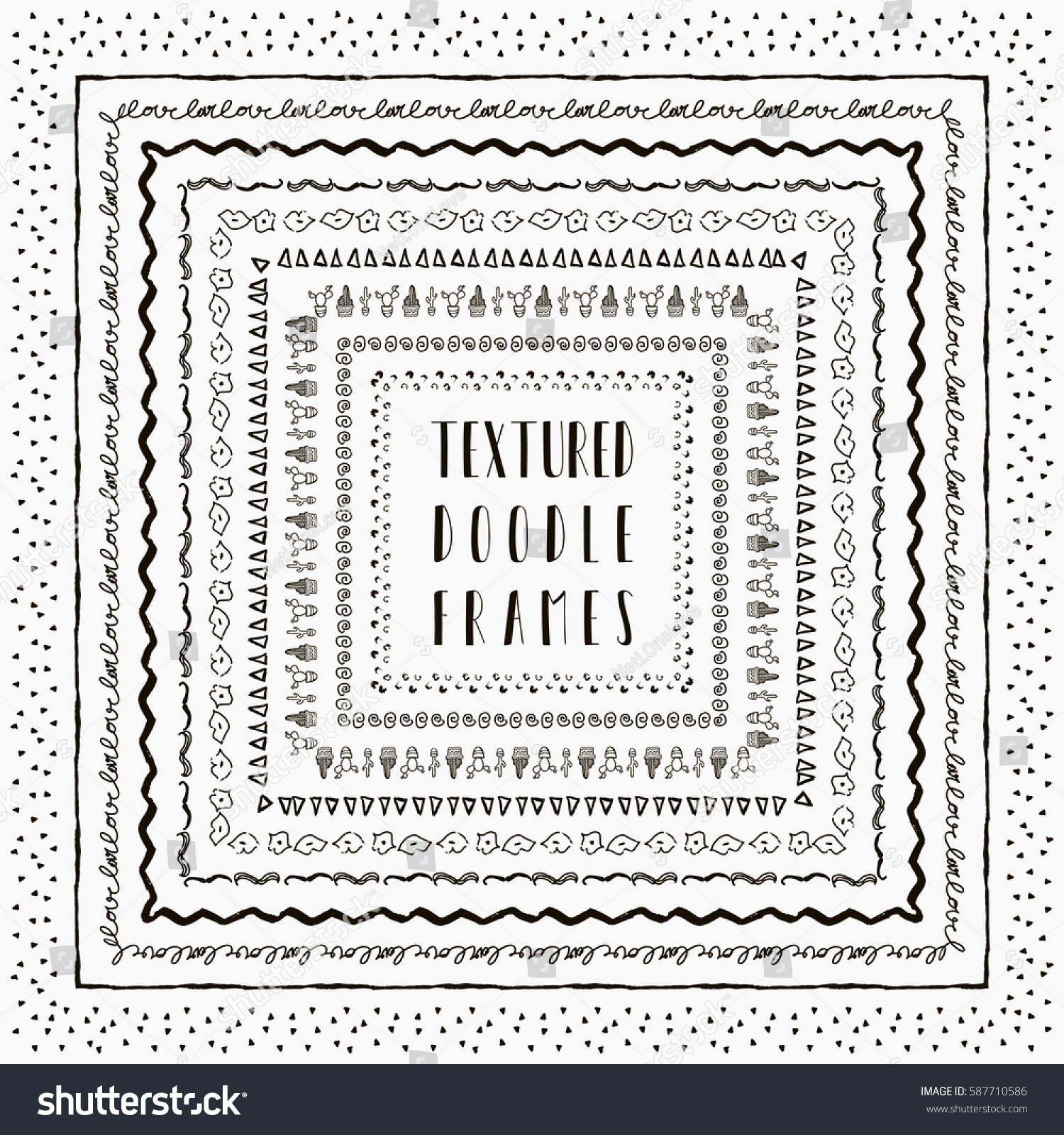 Black Square Frames Collection Abstract Tribal Stock Vector (Royalty ...