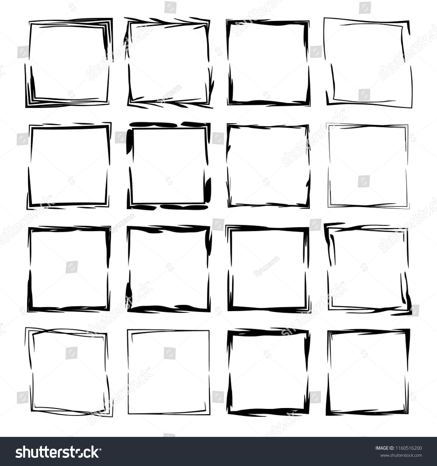 Black Square Grunge Frames Collection Set Stock Vector (Royalty Free ...