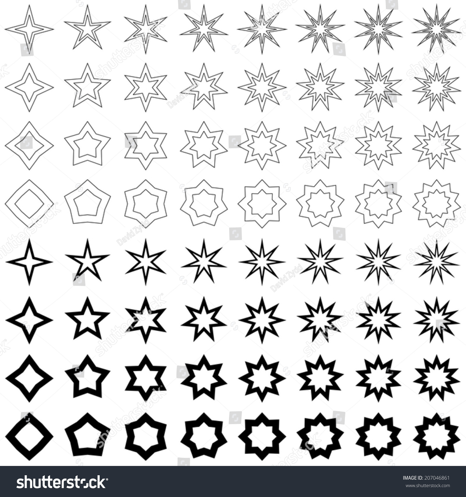 Black Star Shape Collection Vector Version Stock Vector (Royalty Free ...