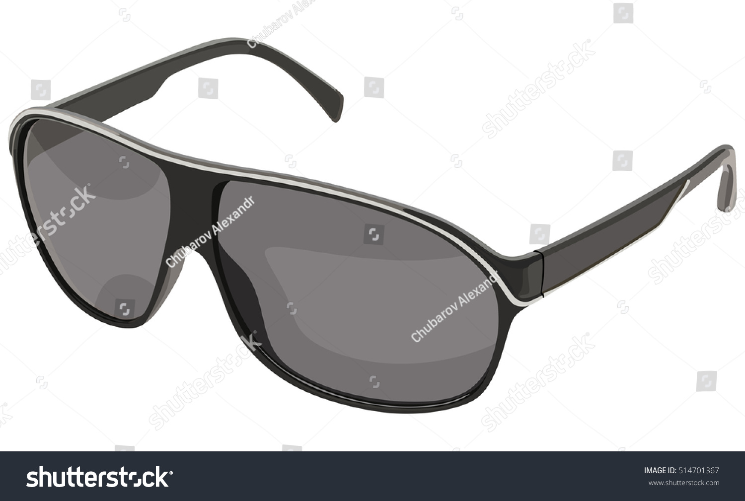 Black Sunglasses Side View On White Stock Vector (Royalty Free ...