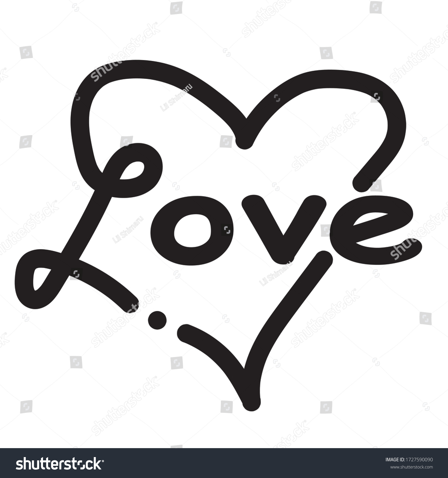 Black Text Love Vector Hand Draw Stock Vector (Royalty Free) 1727590090