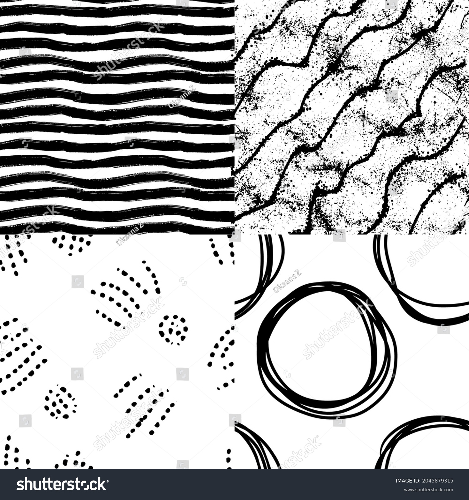 Black Texture Seamless Pattern Set Design Stock Vector (Royalty Free ...
