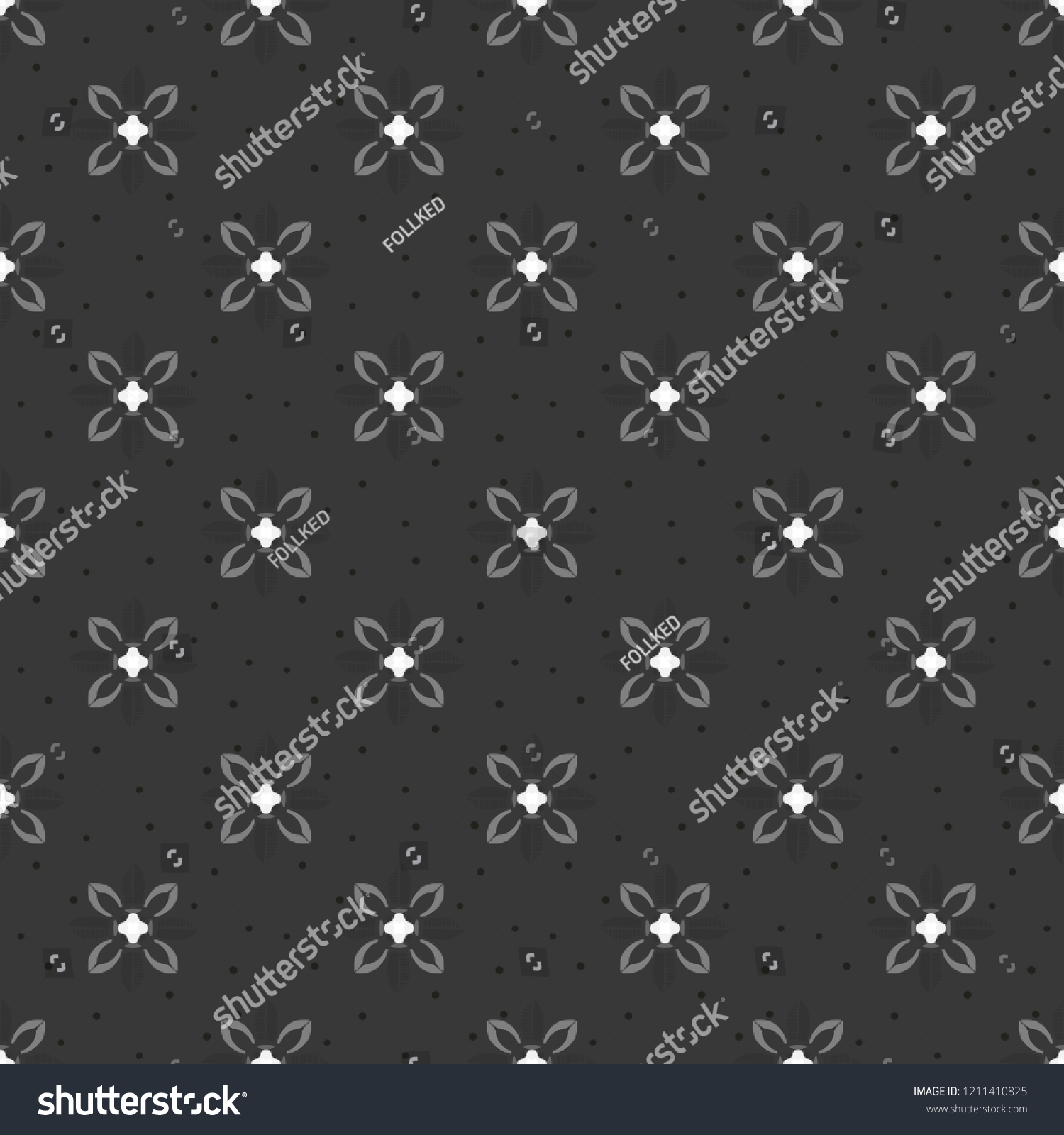 Black Texture Tile Wallpaper Floral Pattern: เวกเตอร์สต็อก (ปลอดค่า ...