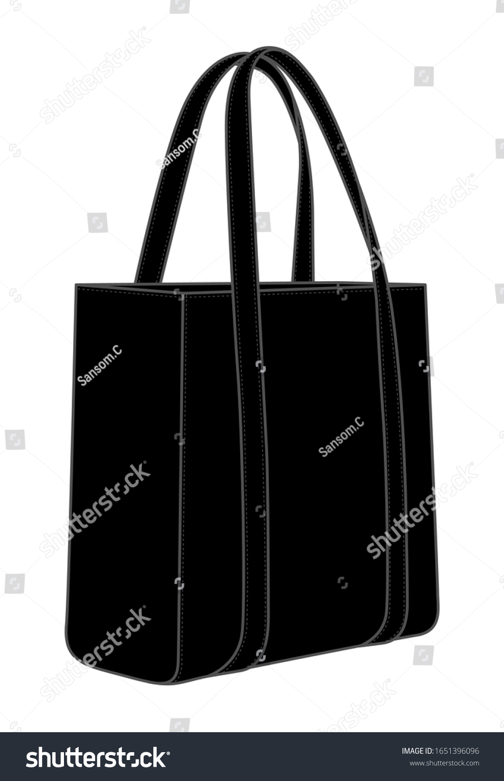 Black Tote Bag Vector Template Stock Vector (Royalty Free) 1651396096 ...