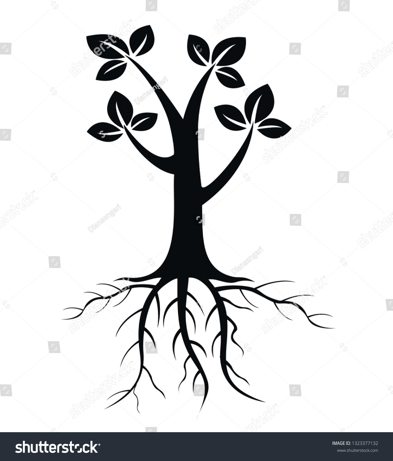 Black Tree Roots Vector Illustration : image vectorielle de stock ...
