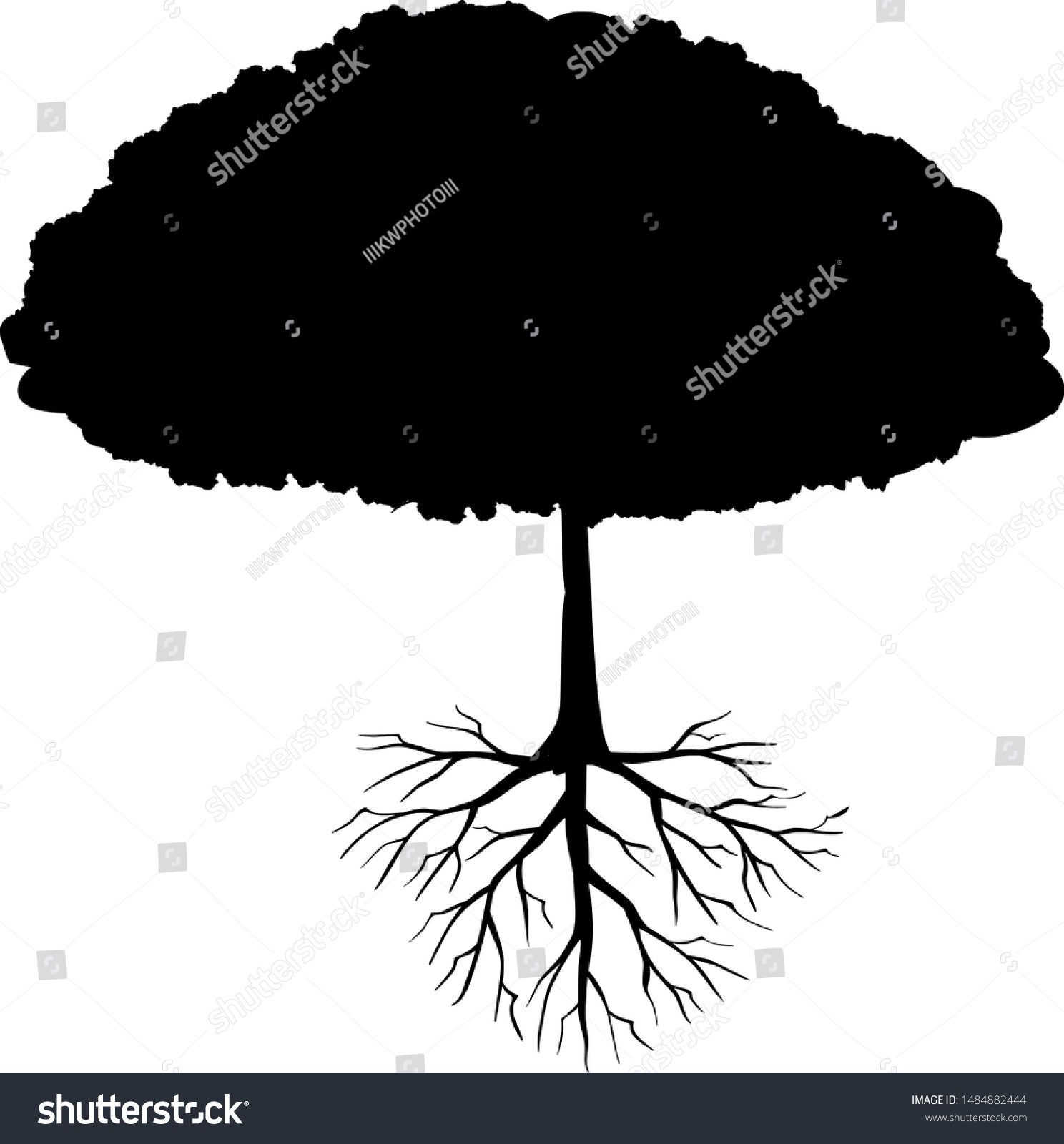 Black Tree Roots Vector Illustration Stok Vektör (Telifsiz) 1484882444 ...