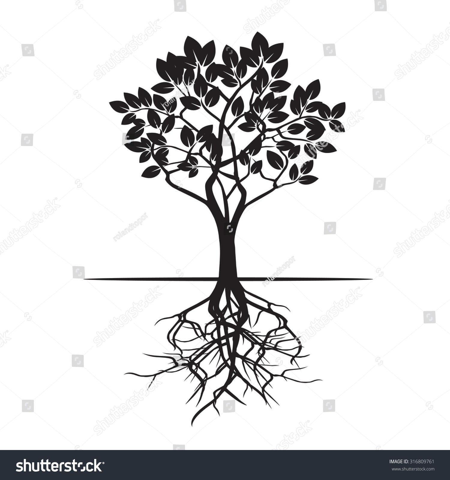 Black Tree Roots Vector Illustration Stock Vector (Royalty Free ...