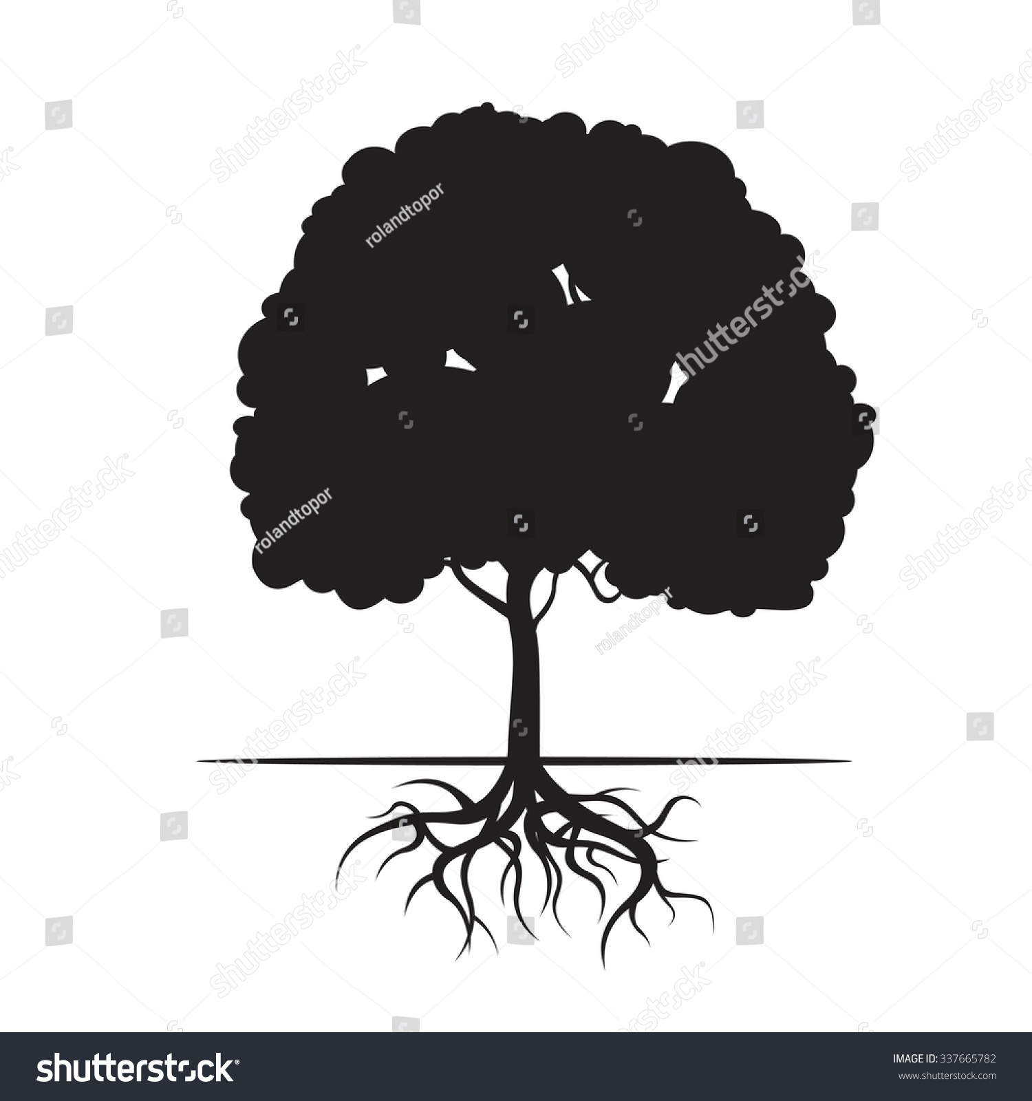 Black Tree Roots Vector Illustration Stock Vector (Royalty Free) 337665782