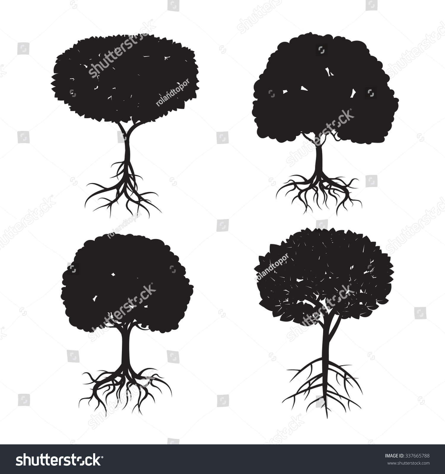 Black Tree Roots Vector Illustration Stock Vector (Royalty Free) 337665788