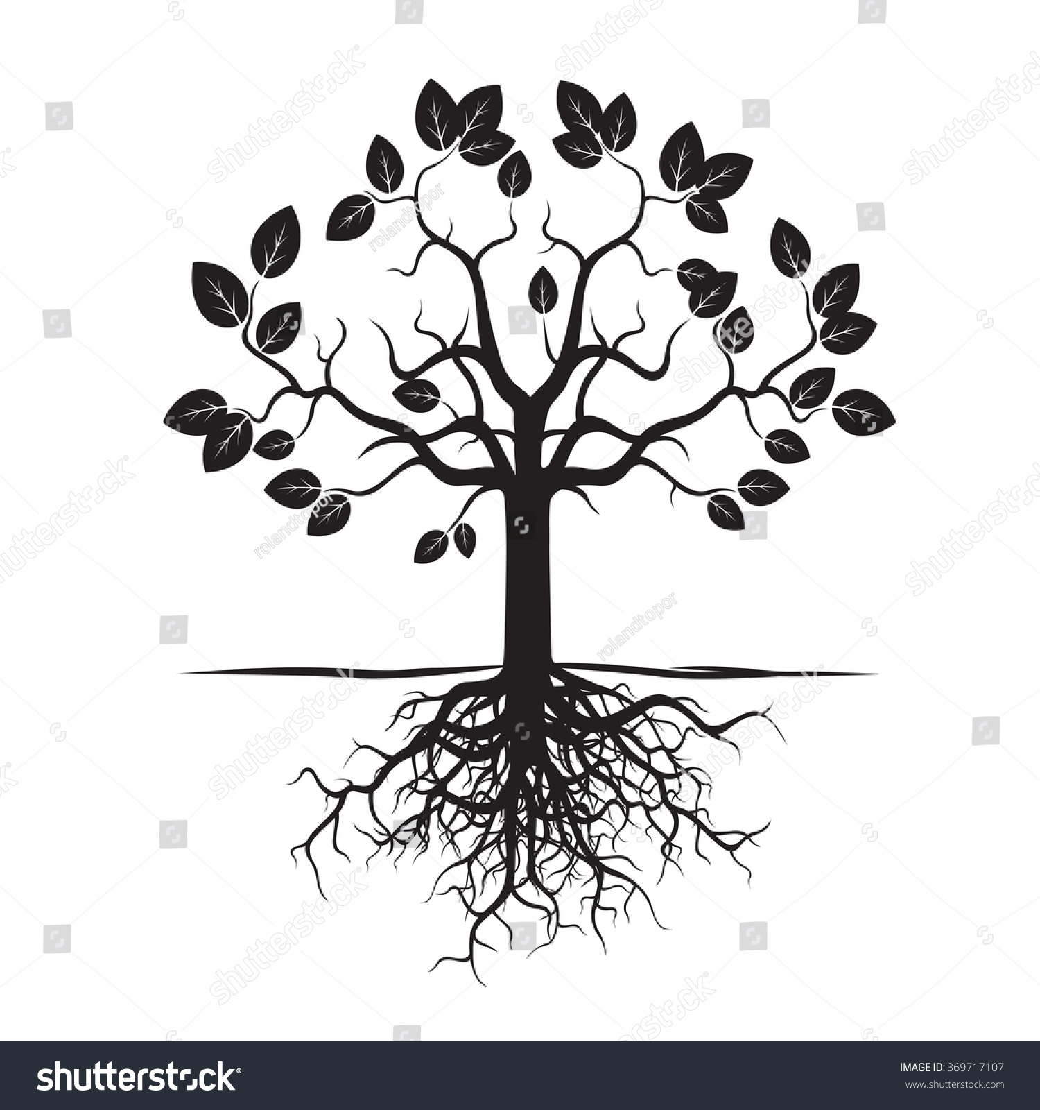 Black Tree Roots Vector Illustration 스톡 벡터(로열티 프리) 369717107 | Shutterstock