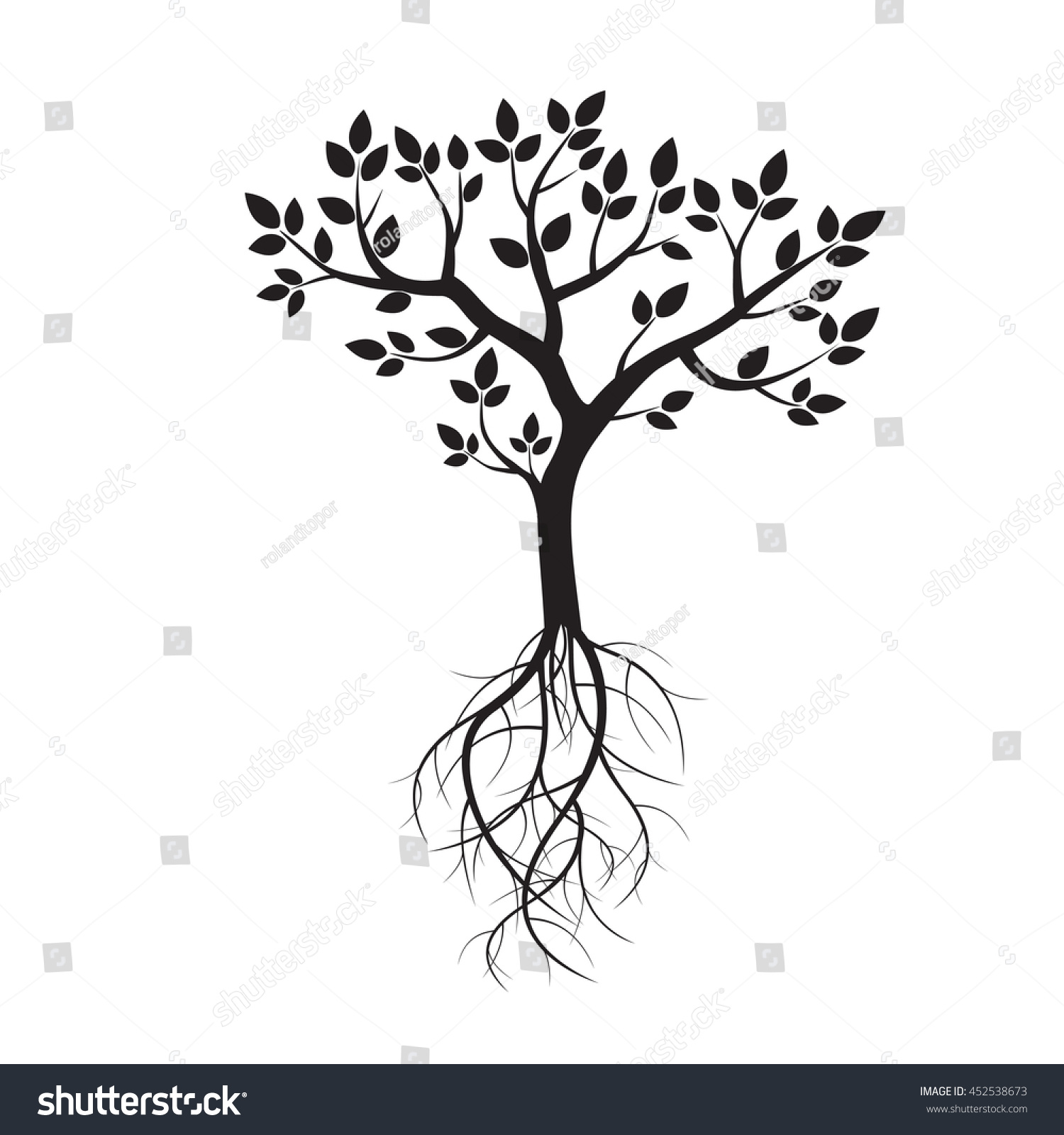 Black Tree Roots Vector Illustration 库存矢量图（免版税）452538673 | Shutterstock