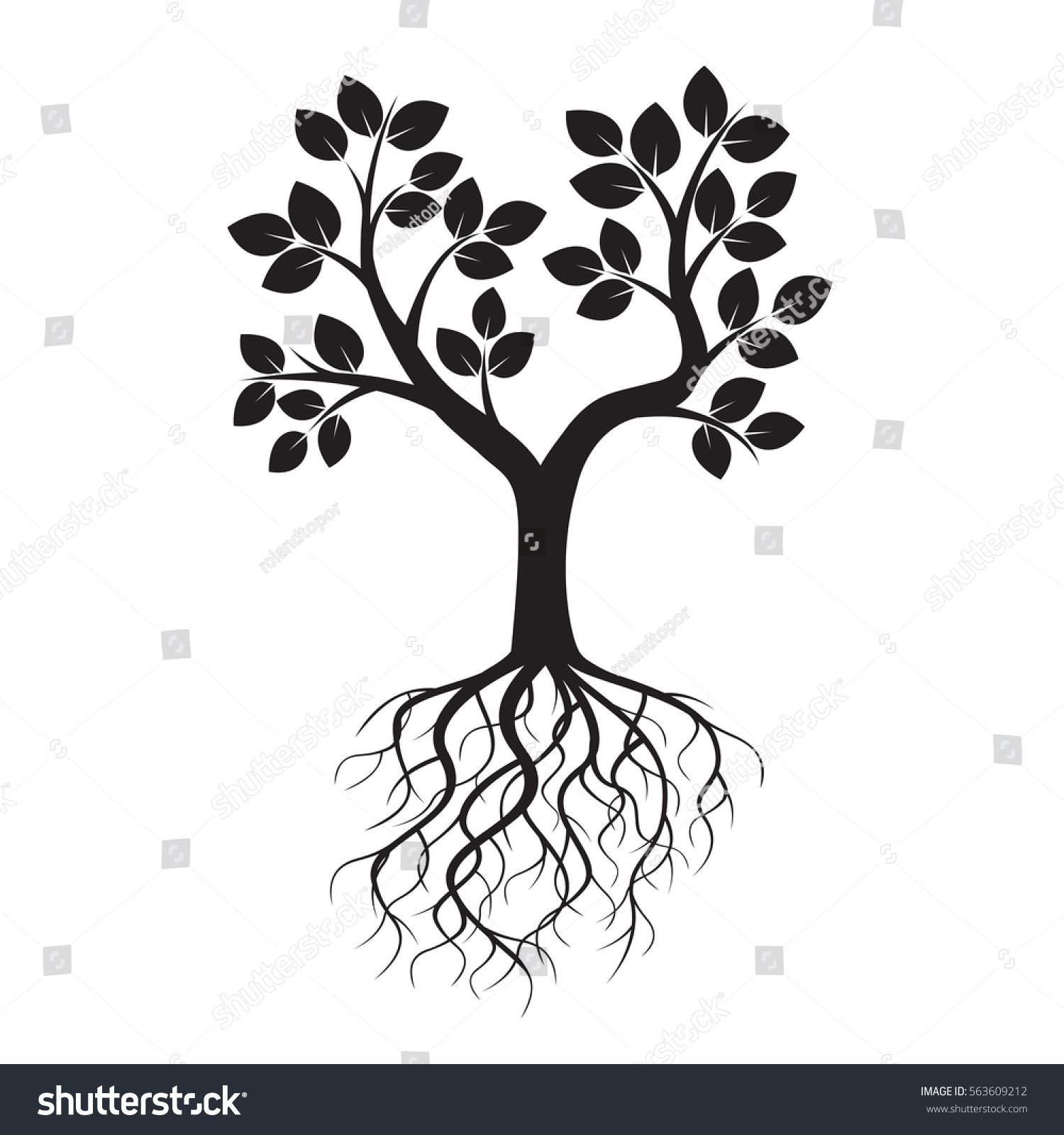 Black Tree Roots Vector Illustration Stock Vector (Royalty Free ...
