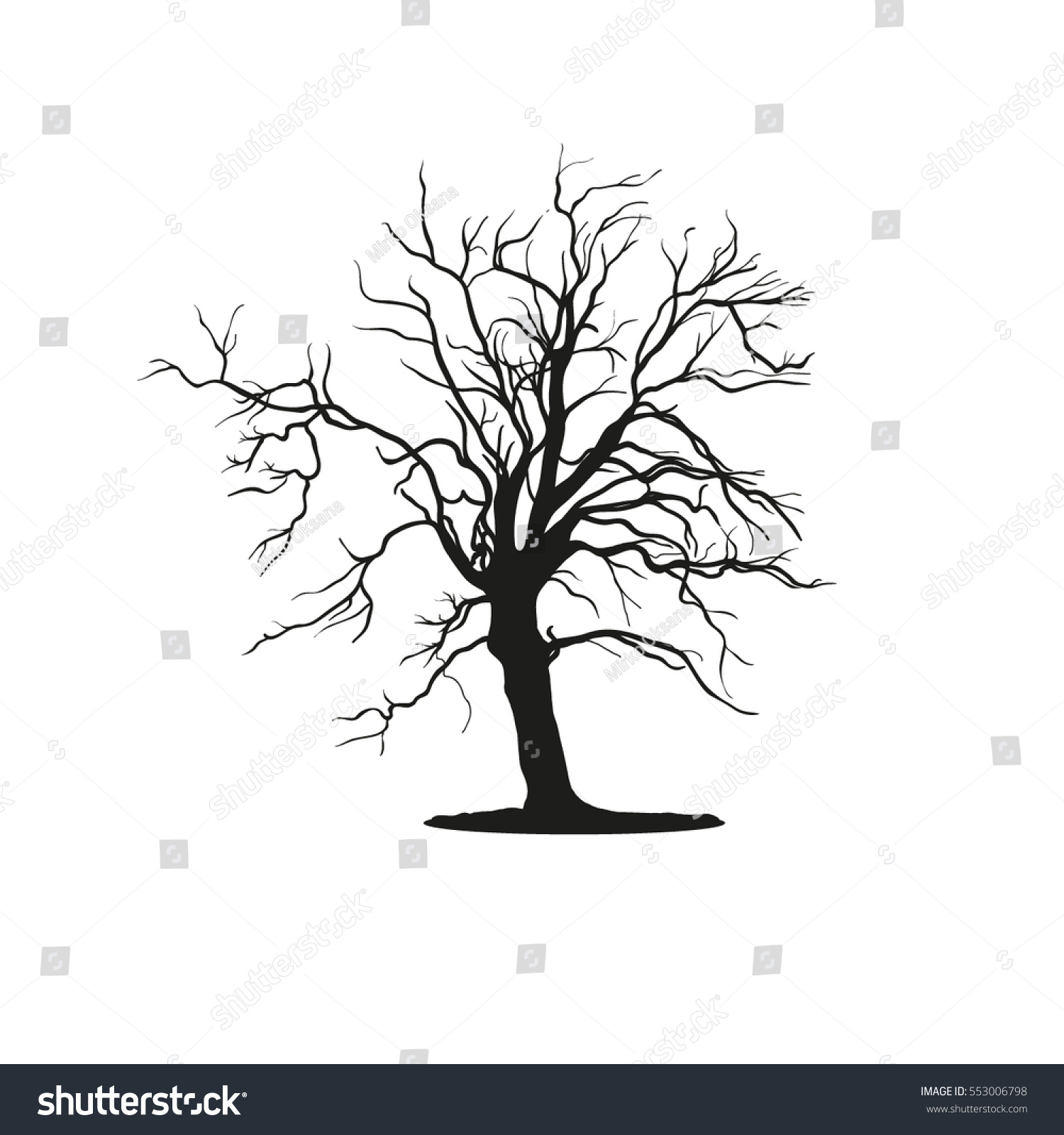 Black Tree Silhouette Vector Isolated White庫存向量圖（免版稅）553006798 ...
