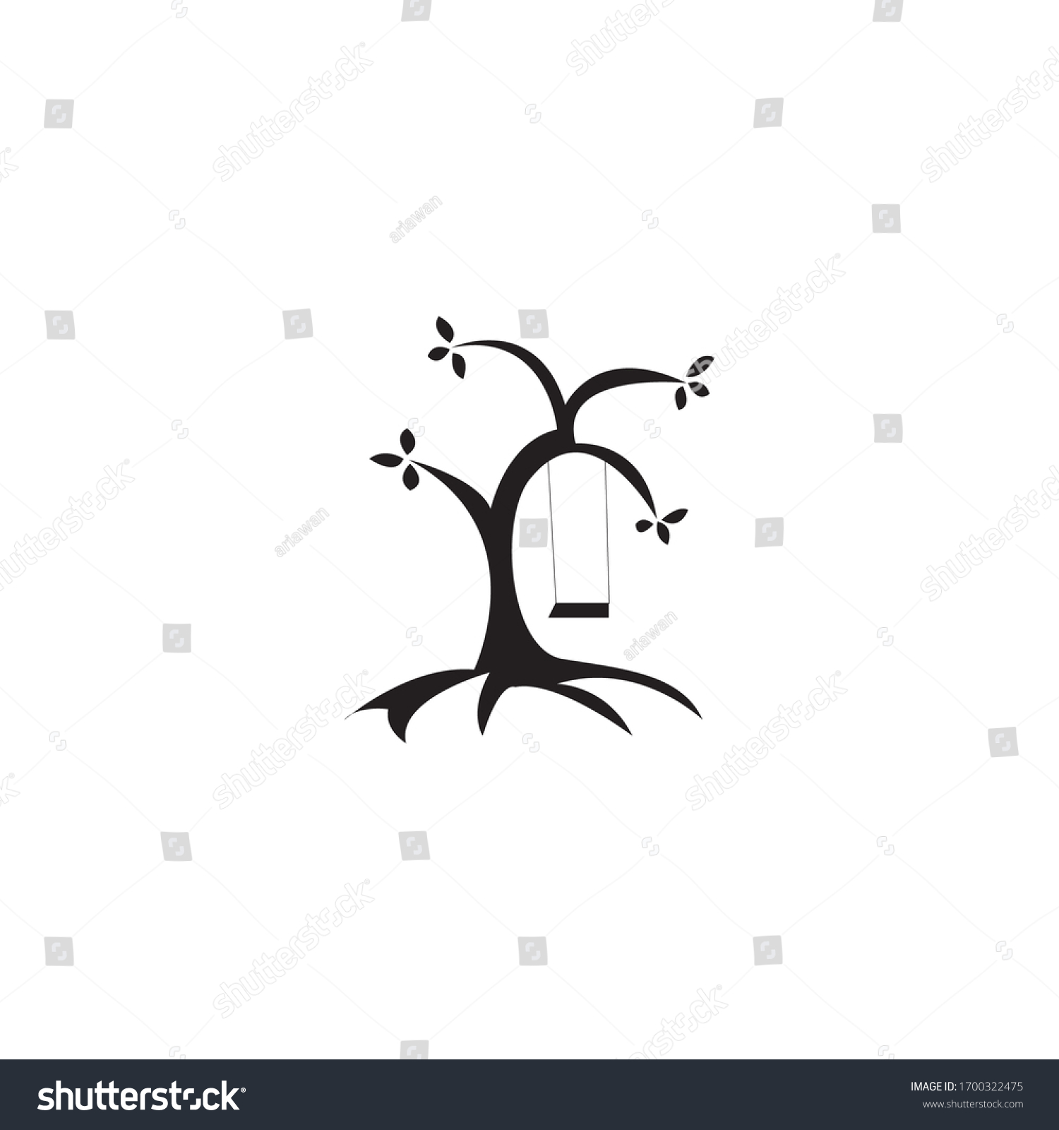 Black Tree Swing Icon Logo Vector Stock Vector (Royalty Free) 1700322475