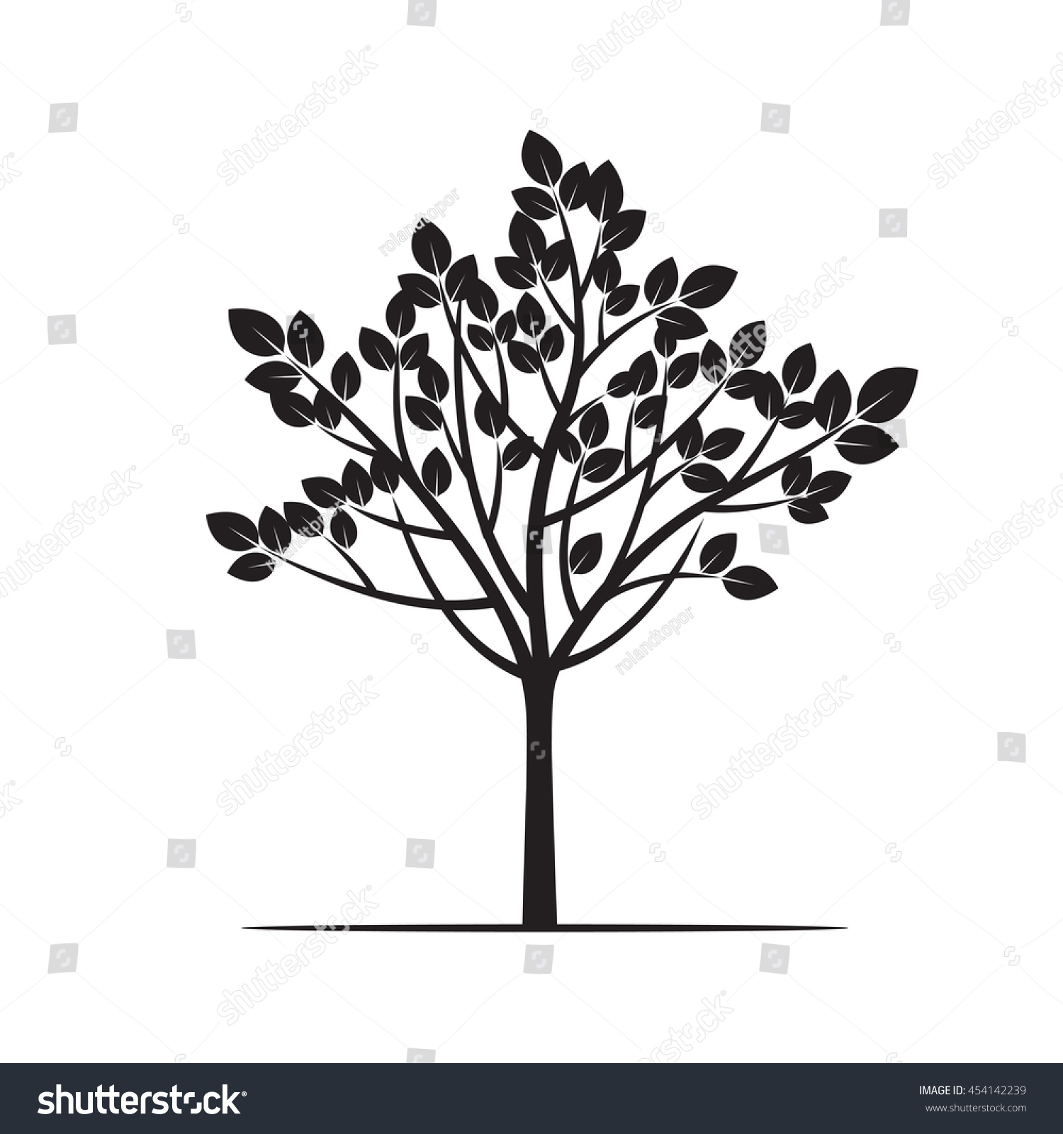 Black Tree Vector Illustration Stock Vector (Royalty Free) 454142239 ...