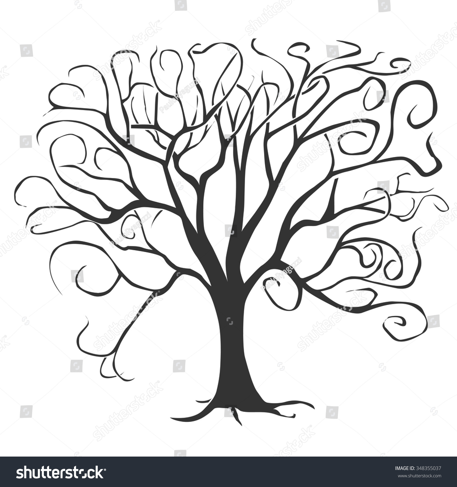 Black Tree No Leaves Stock Vector (Royalty Free) 348355037 | Shutterstock