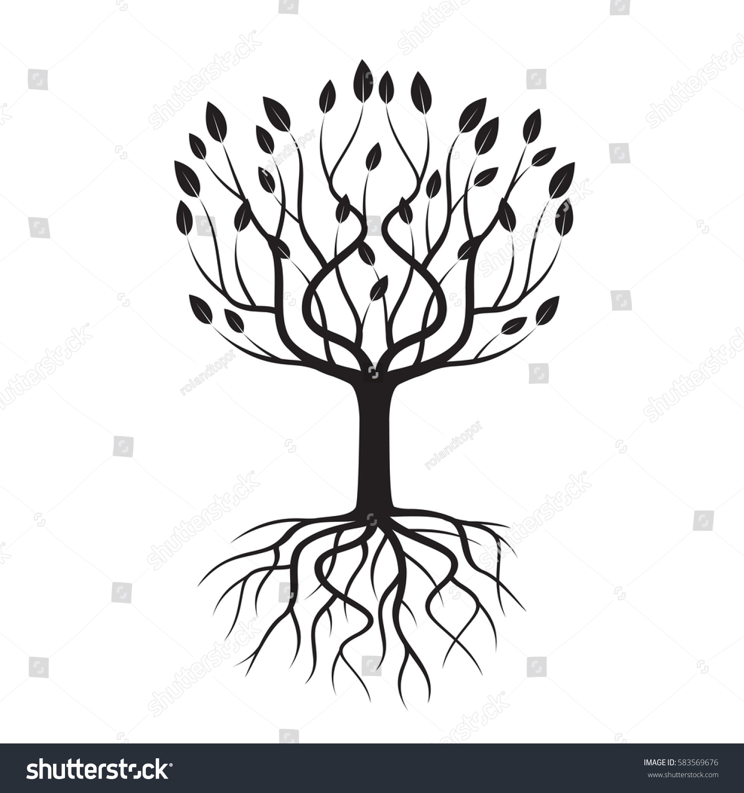 Black Tree Roots Vector Illustration Stock Vector (Royalty Free) 583569676