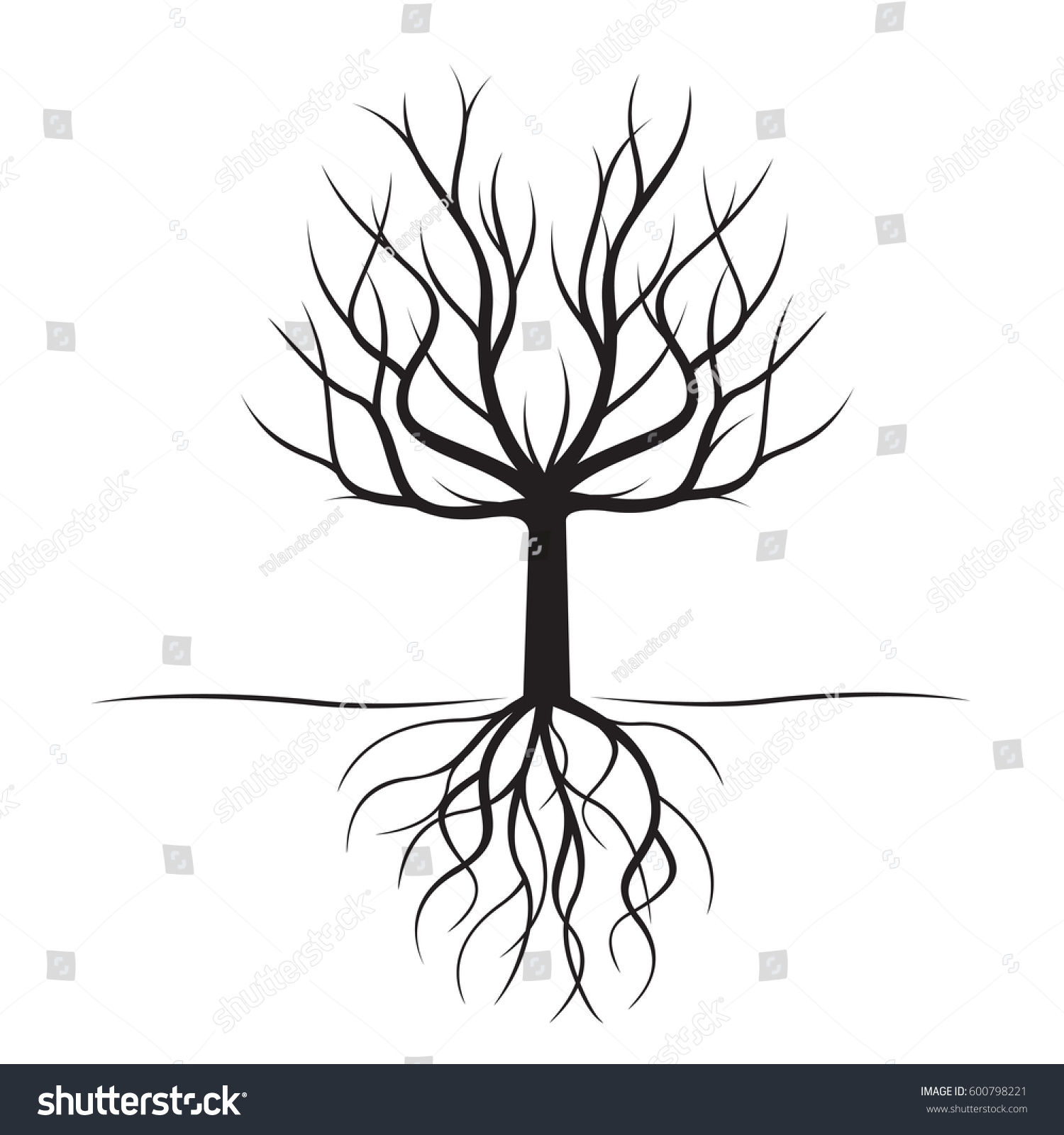 Black Tree Roots Vector Illustration 스톡 벡터(로열티 프리) 600798221 | Shutterstock