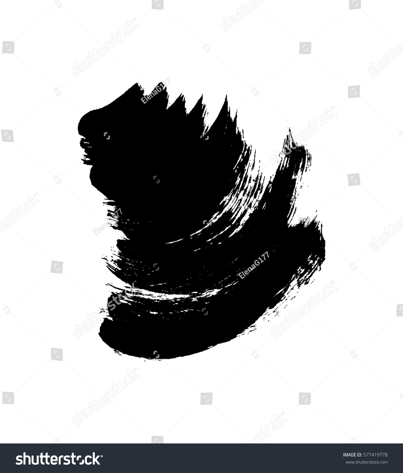 Black Vector Wavy Brush Strokes Abstract Stock Vector (Royalty Free ...