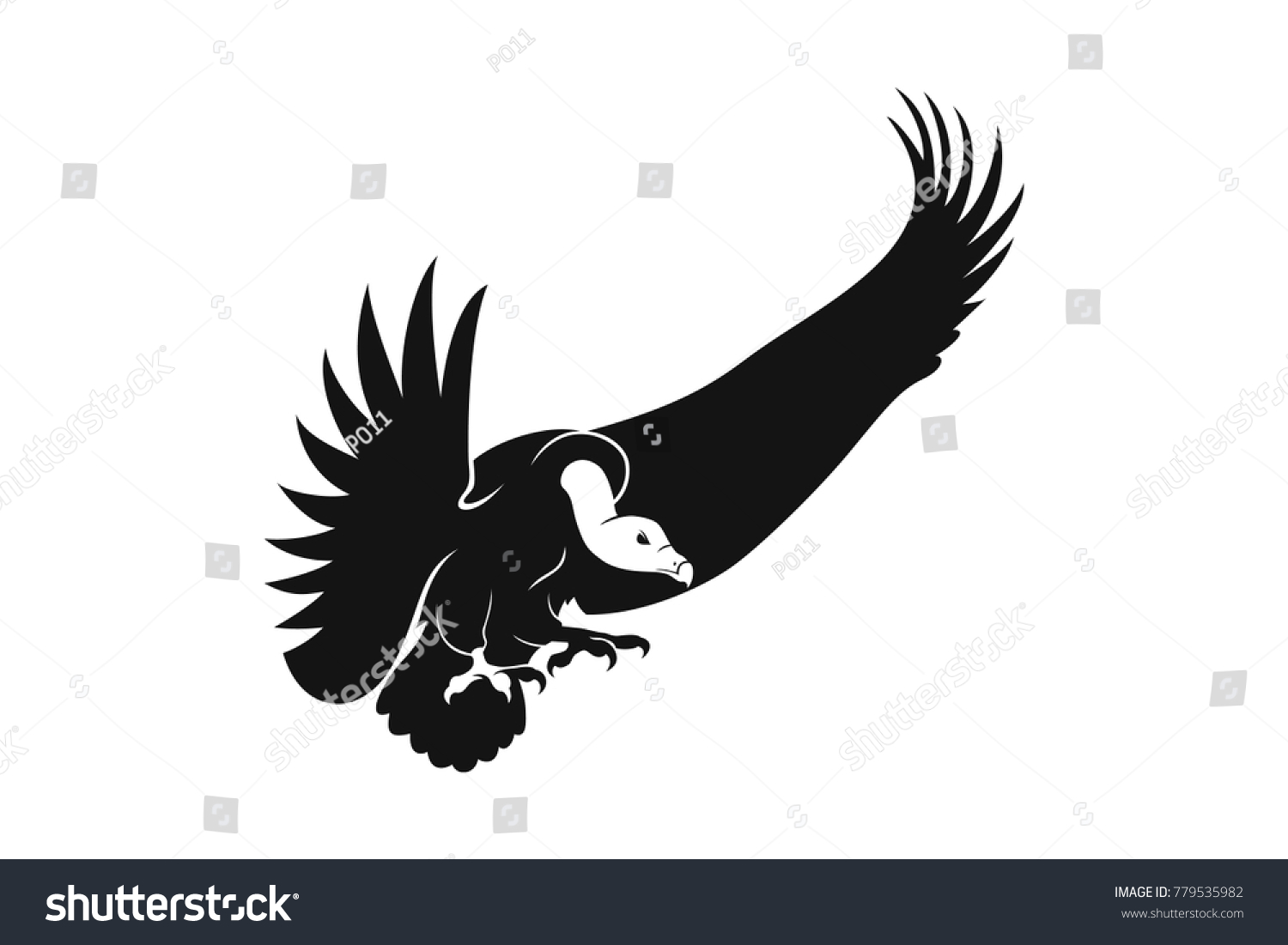 Black Vulture Flying Down Vector Stock Vector (Royalty Free) 779535982