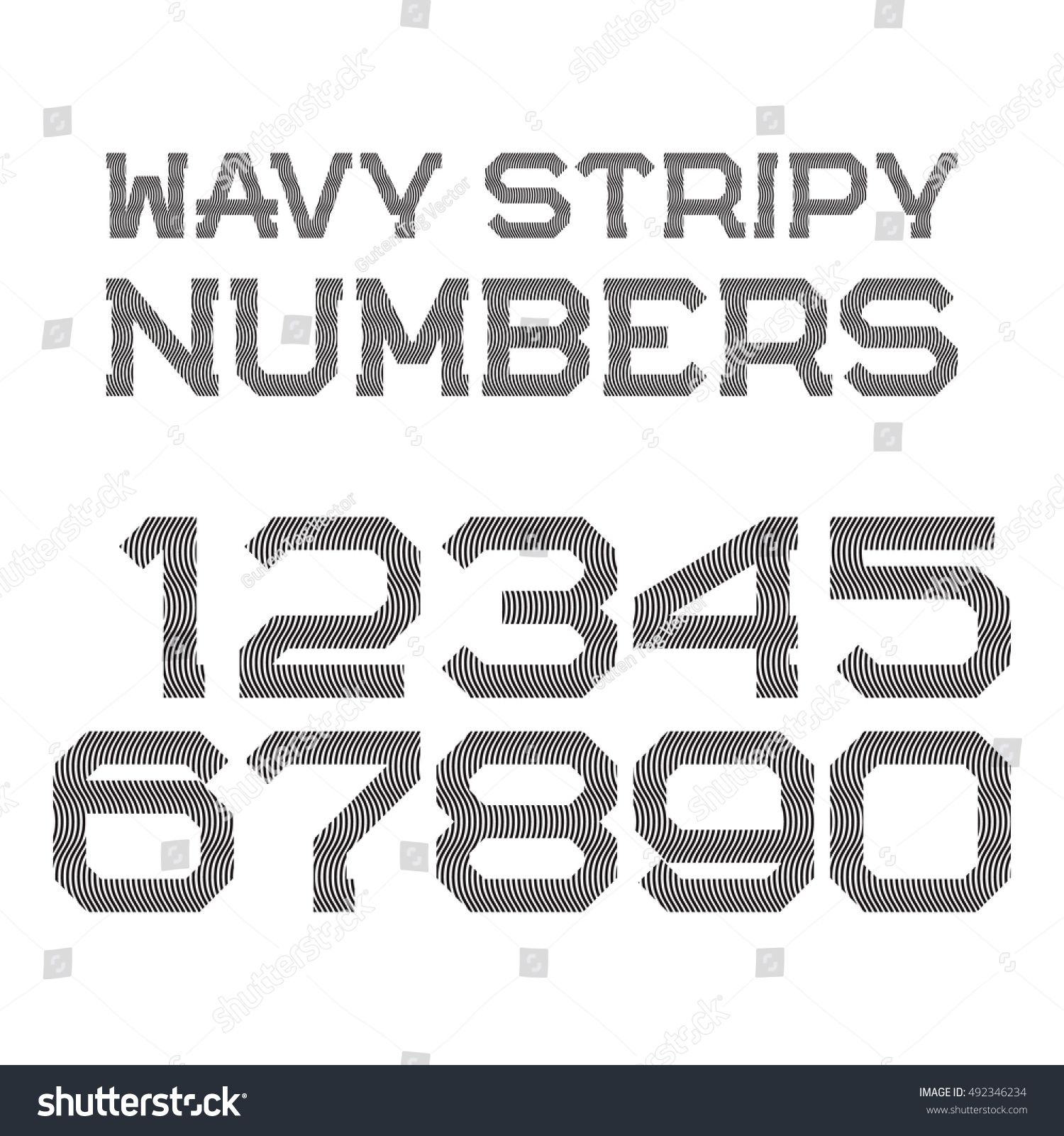 Black Wavy Lines Numbers Stock Vector (Royalty Free) 492346234 ...
