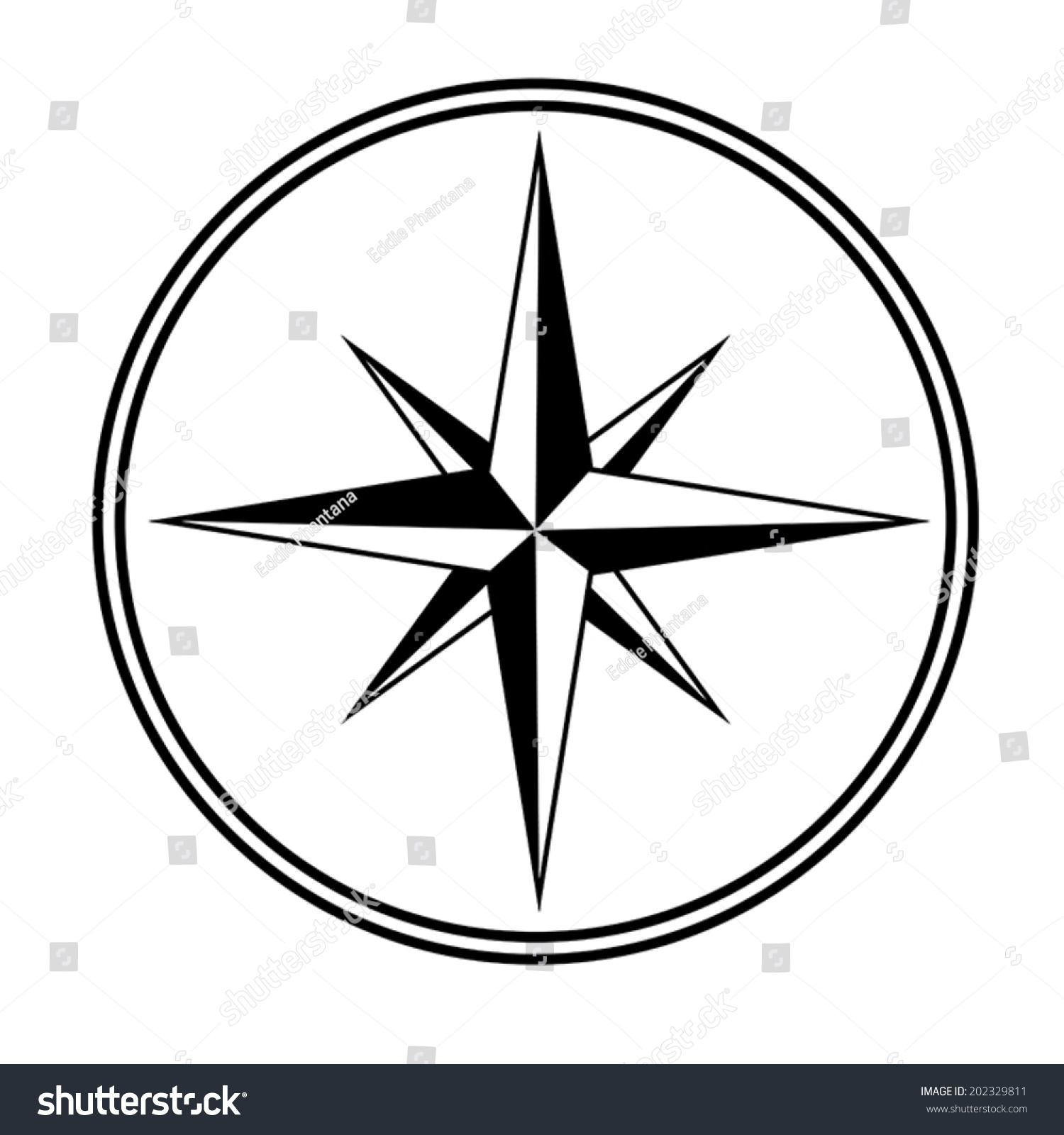 Blackwhite Star Compass Stock Vector (Royalty Free) 202329811