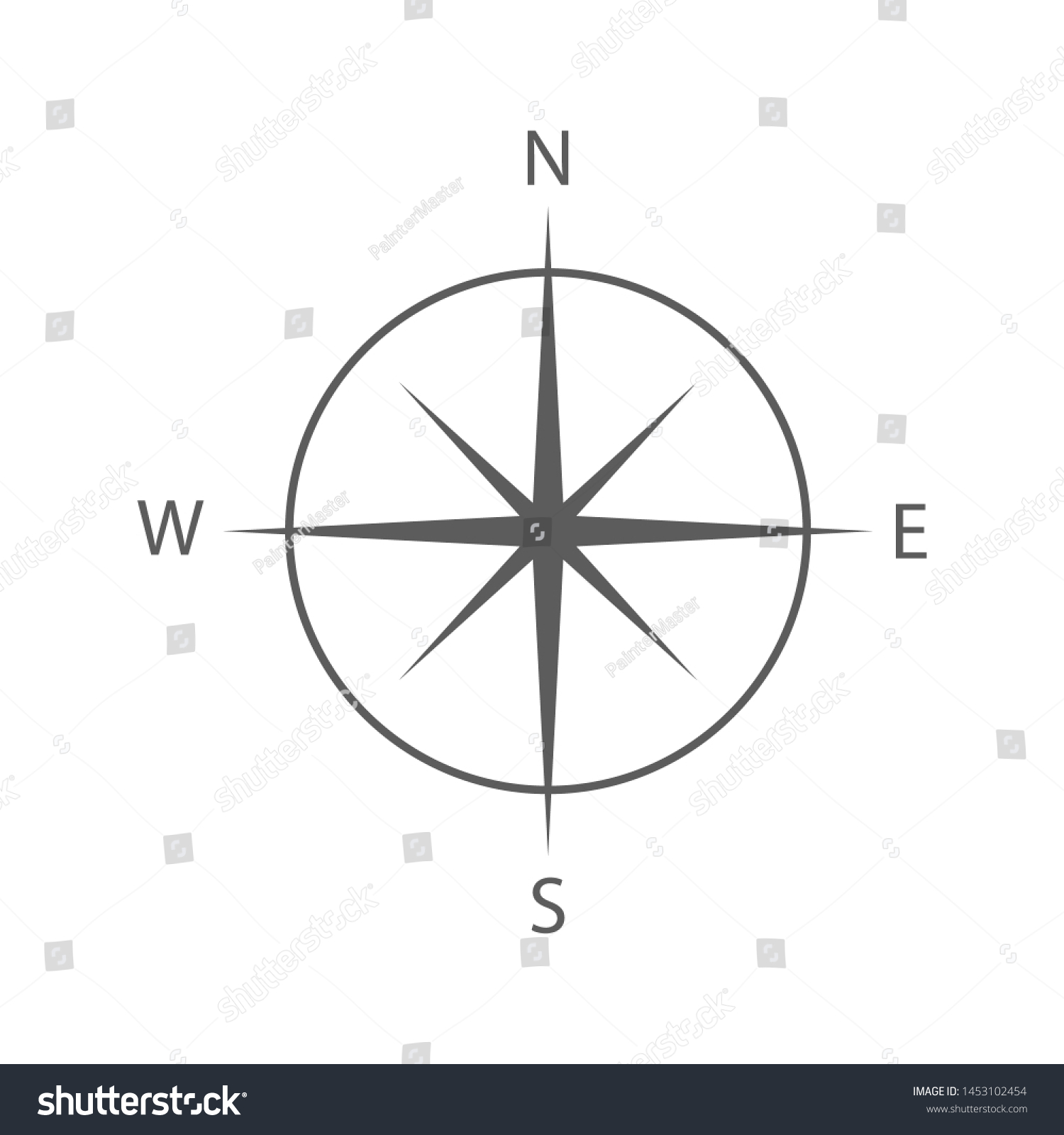 Black Wind Rose Isolated On White Stock Vector (Royalty Free ...