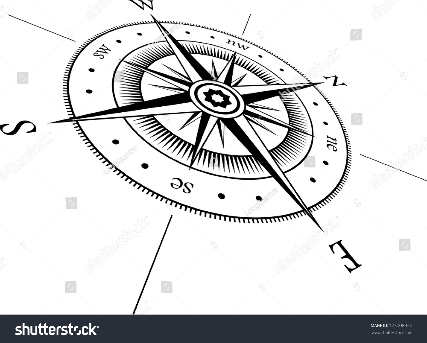 Black Wind Rose On White Background Stock Vector (Royalty Free) 123008920