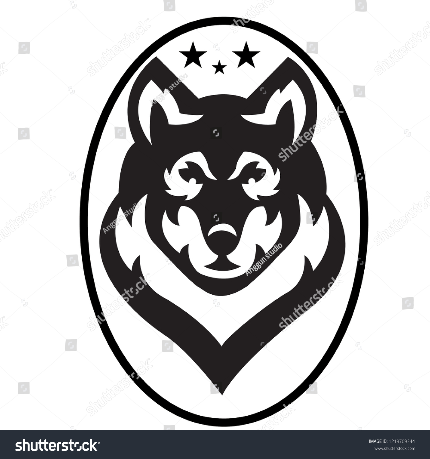 Black Wolf Logo Stock Vector (Royalty Free) 1219709344