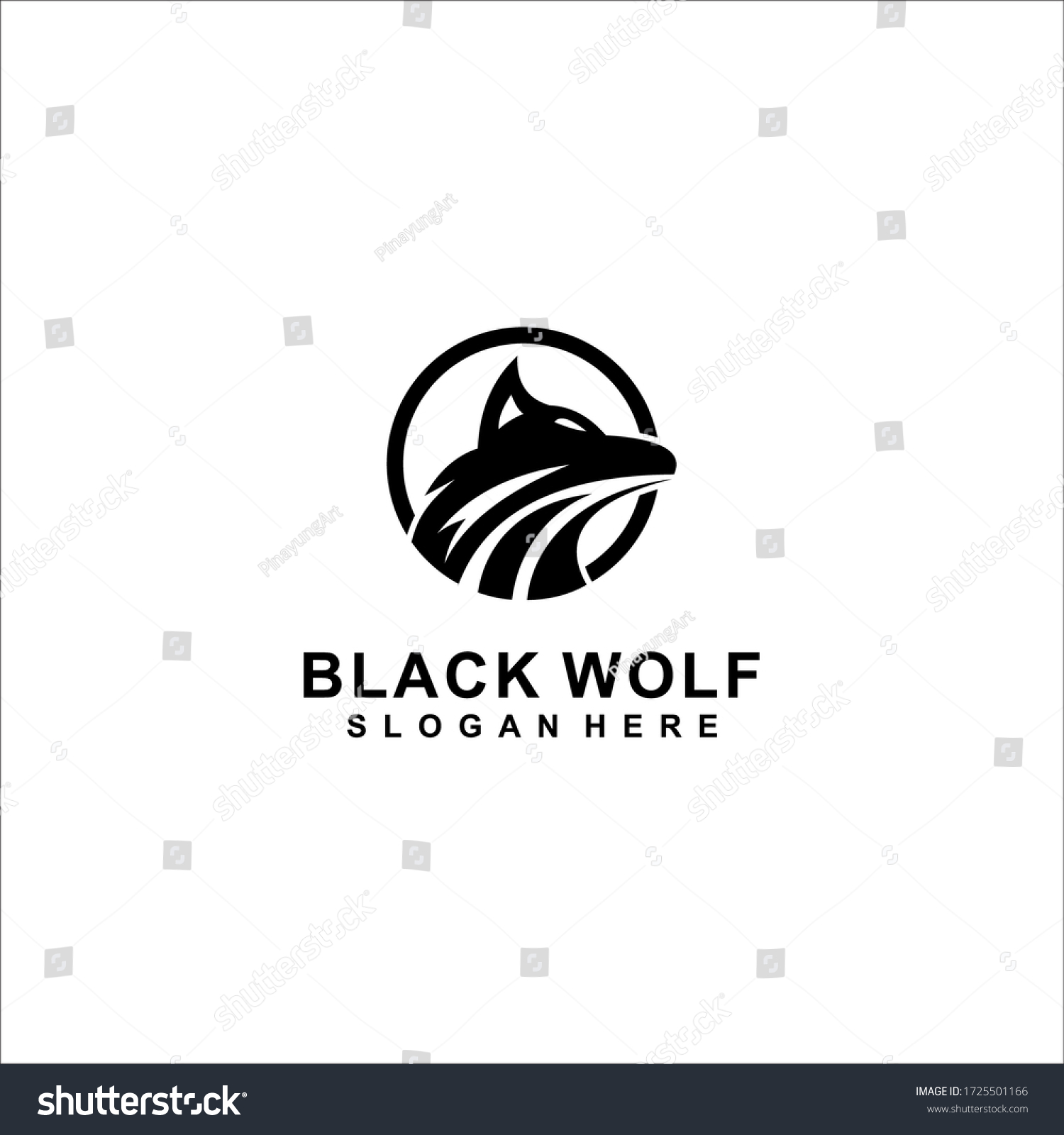 Black Wolf Logo Icon Vector Template Stock Vector (Royalty Free) 1725501166
