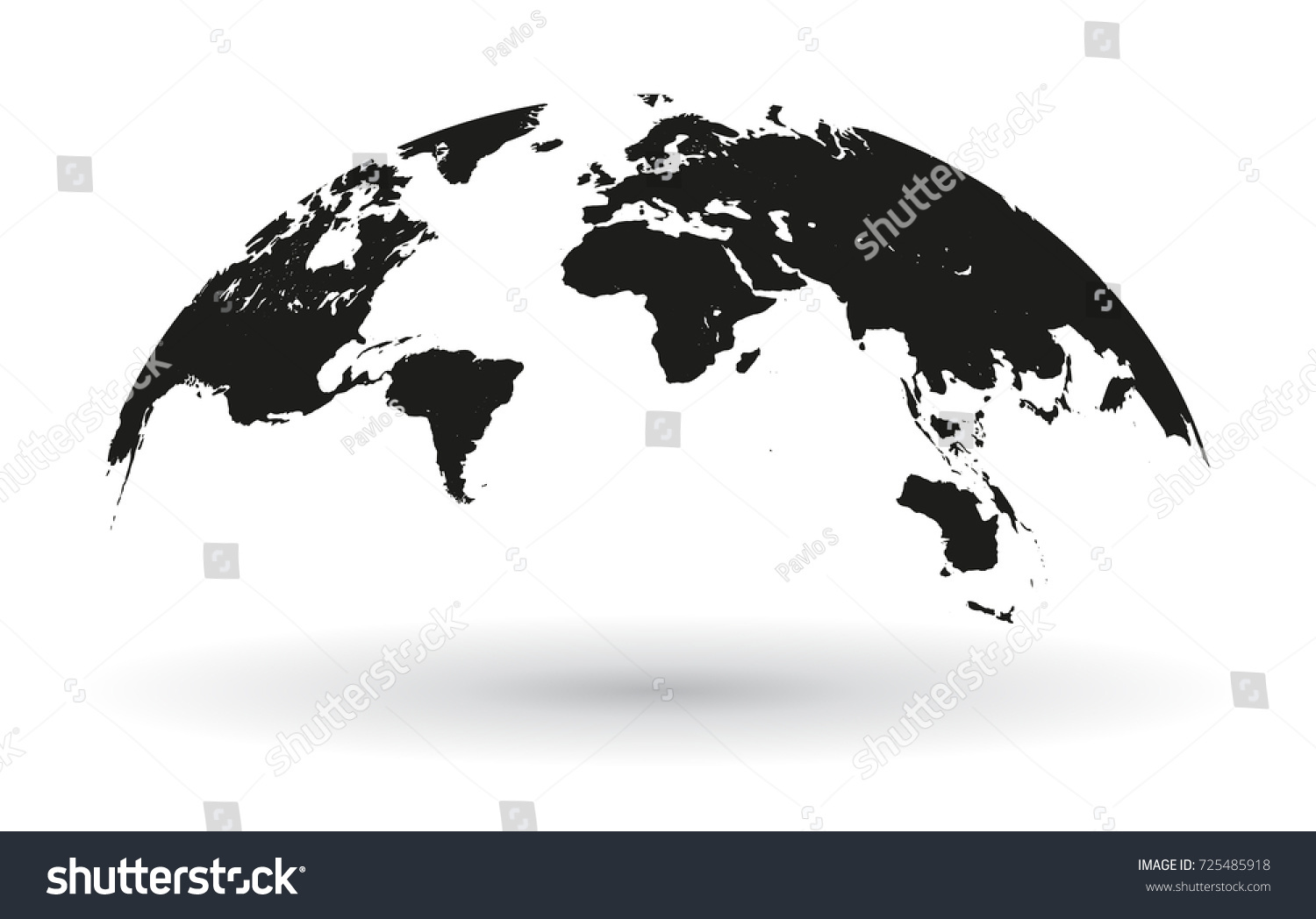 Black World Map Globe Isolated Stock Stock Vector (Royalty Free) 725485918