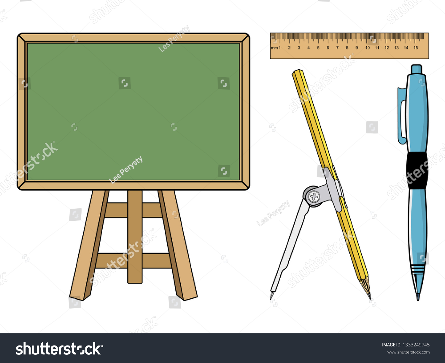 Blackboard Objects School Motives Stock Vector (Royalty Free ...
