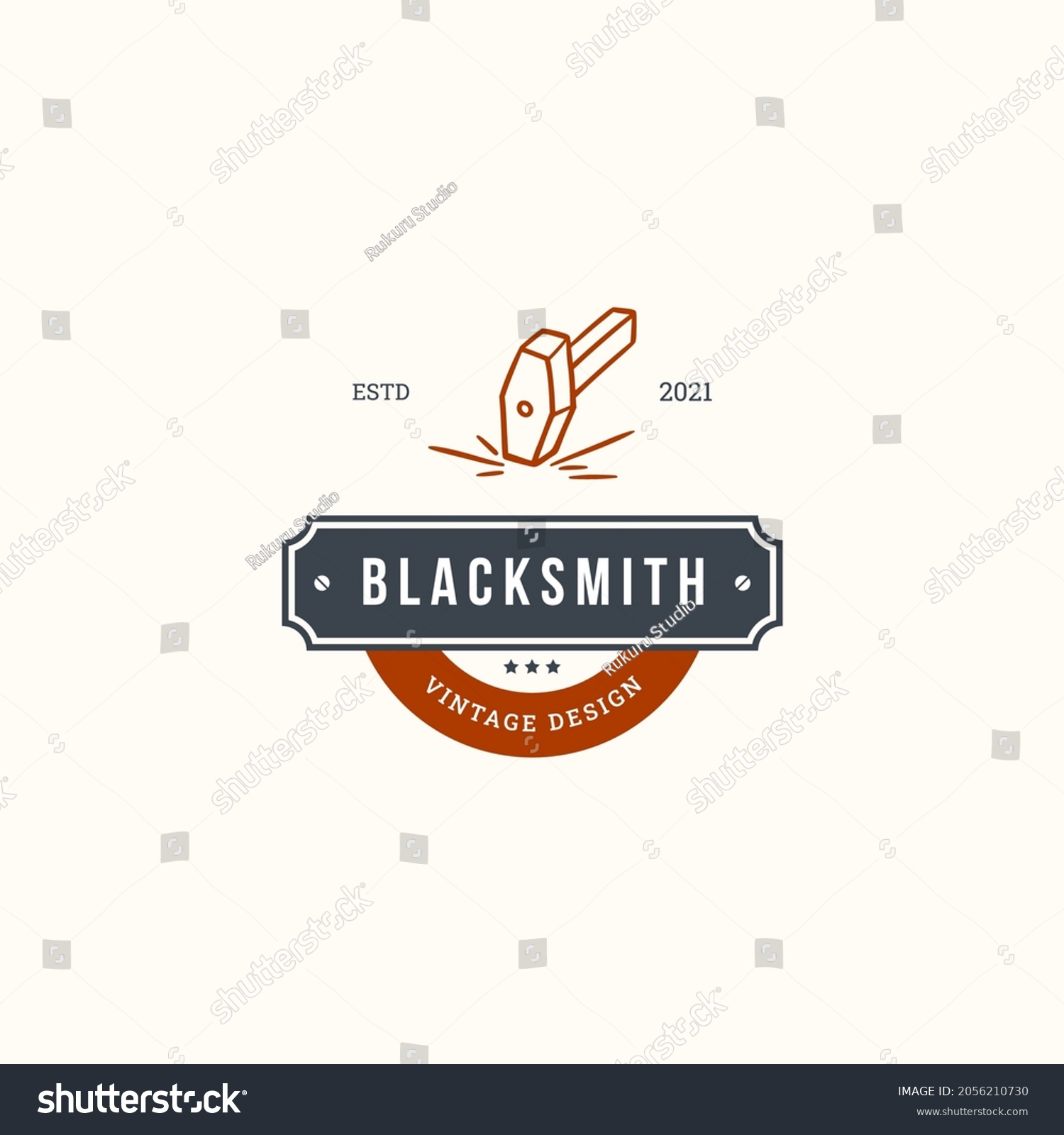 Blacksmith Badge Logo Premium Vector Stock Vector (Royalty Free ...