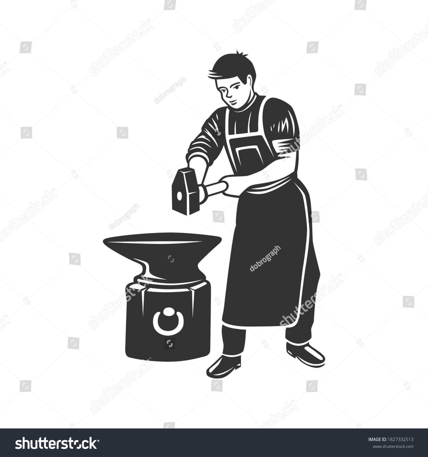 Blacksmith Isolated Vector Symbol Stylized Retro: เวกเตอร์สต็อก (ปลอด ...