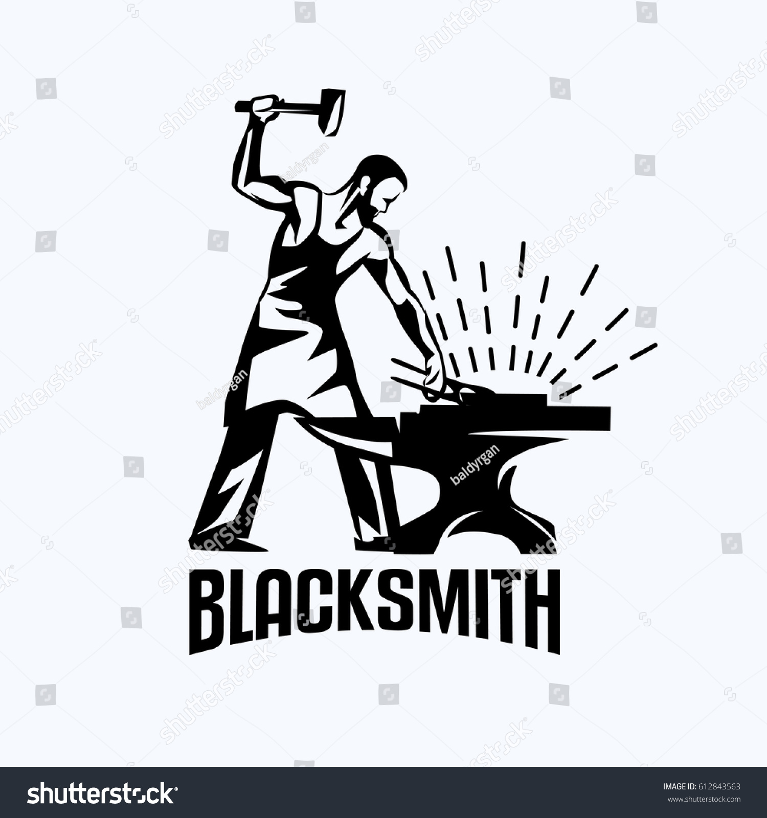 Blacksmith Isolated Vector Symbol Stylized Retro Stock Vector (Royalty ...