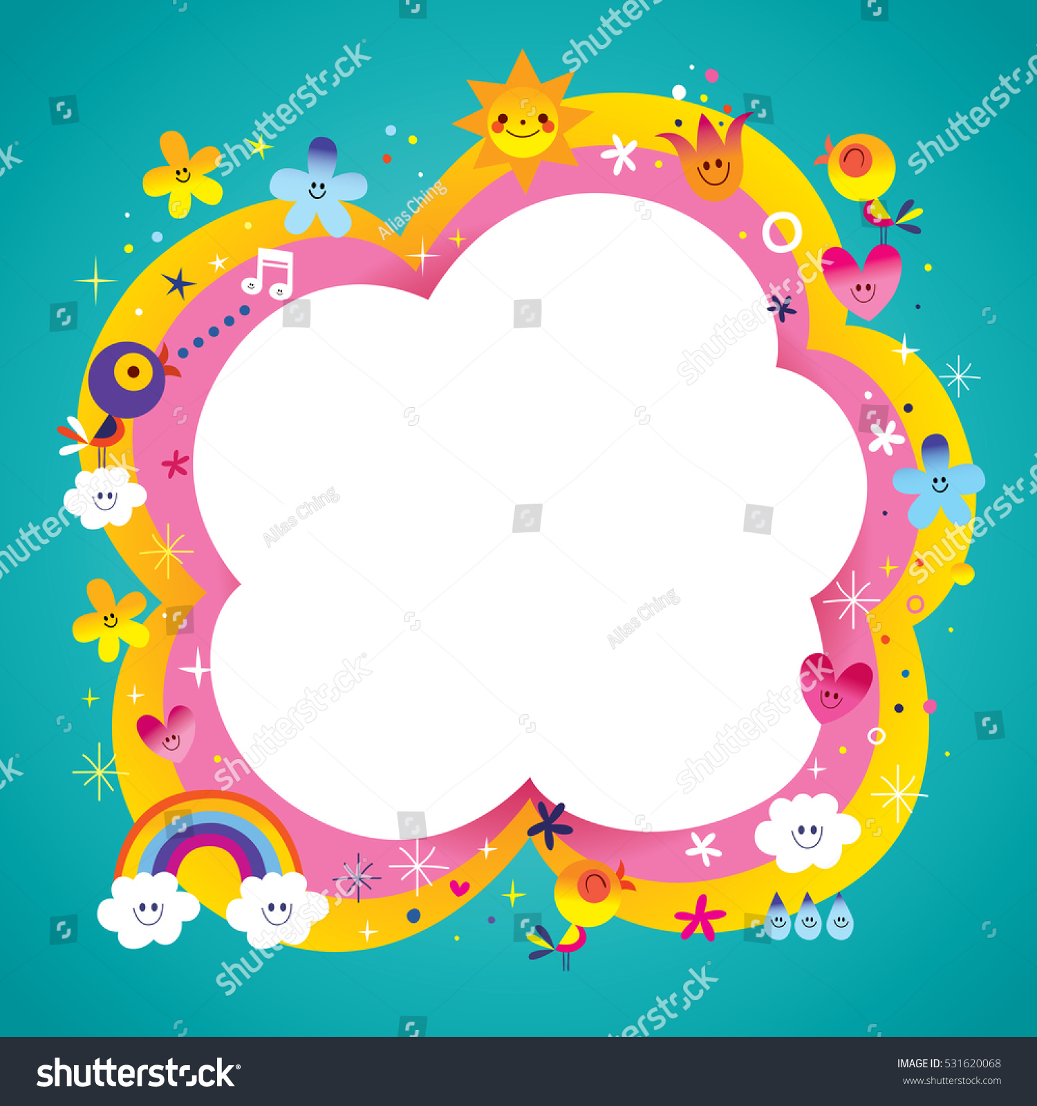 Blank Banner Frame Border Nature Characters Stock Vector (Royalty Free ...