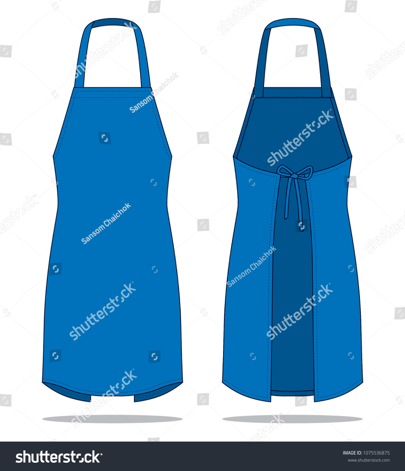 Blank Blue Apron Vector Templatefront Back Stock Vector (Royalty Free ...