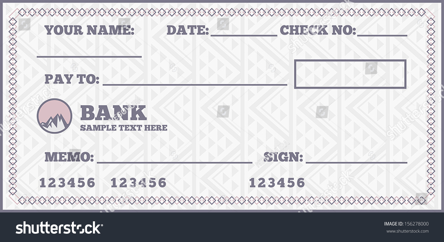 Blank Check Stock Vector 156278000 : Shutterstock