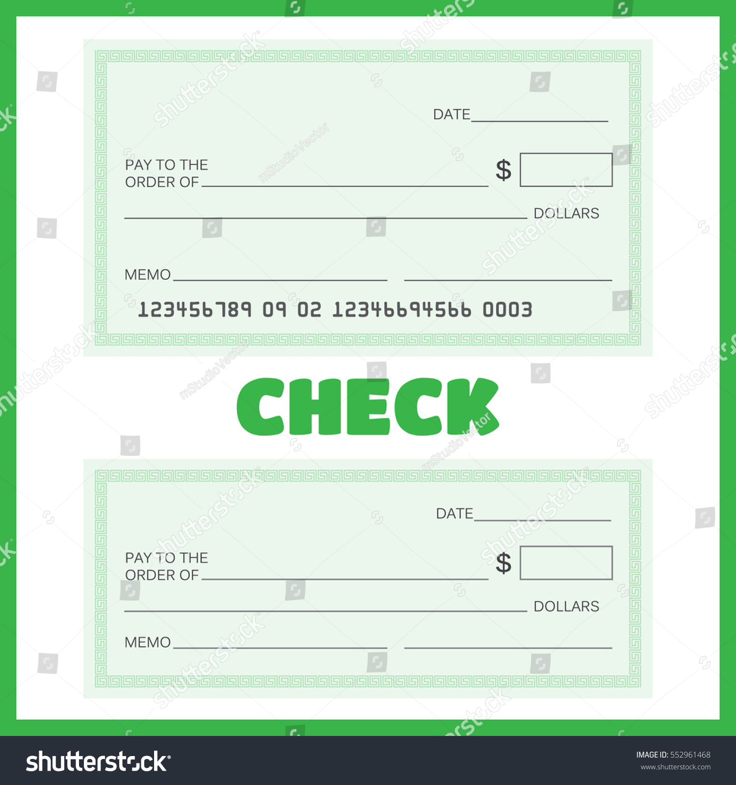 Blank Check Bank Check Template Set: เวกเตอร์สต็อก (ปลอดค่าลิขสิทธิ์ ...