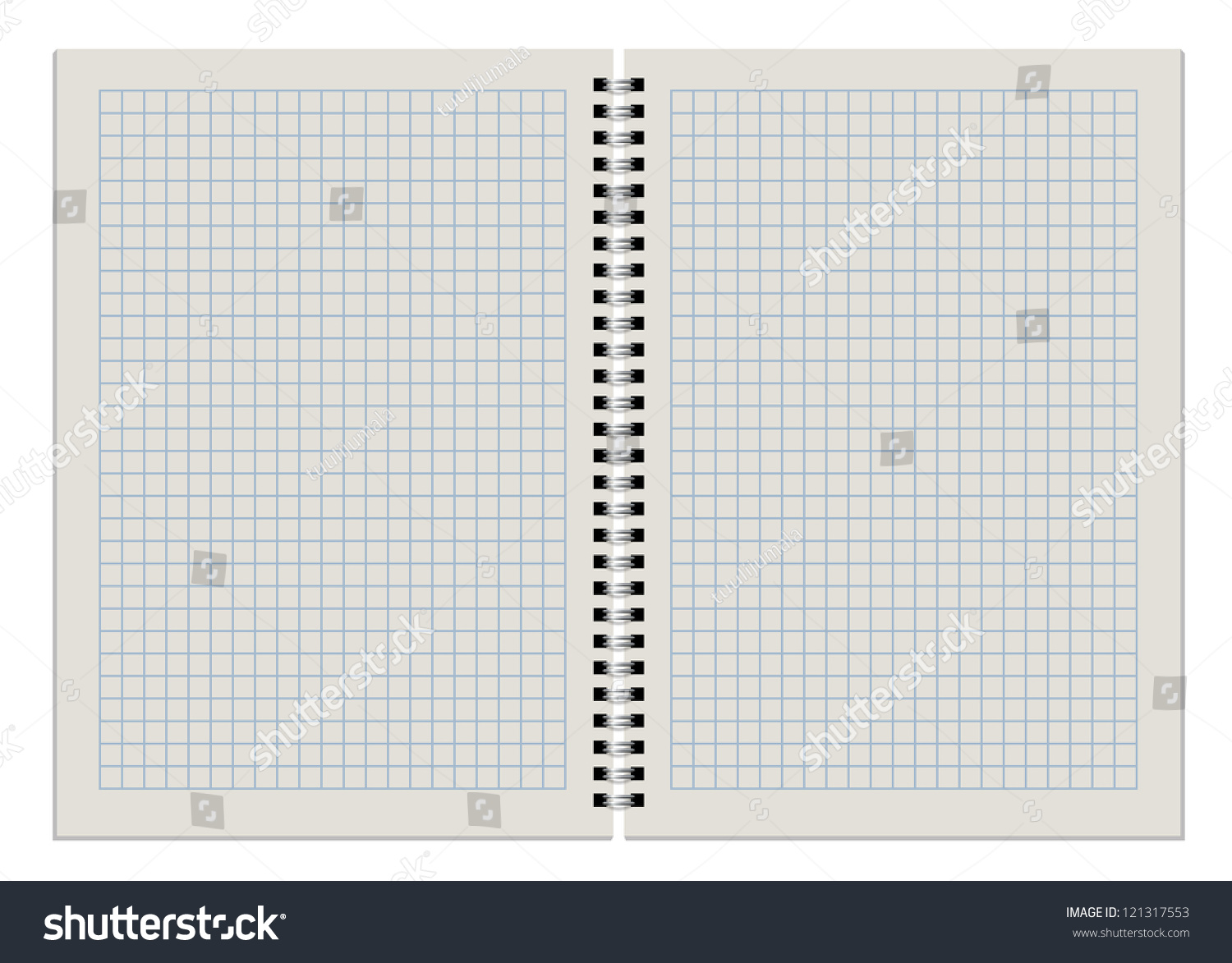 Blank Checkered Notepad Double Page Spread Stock Vector (Royalty Free ...