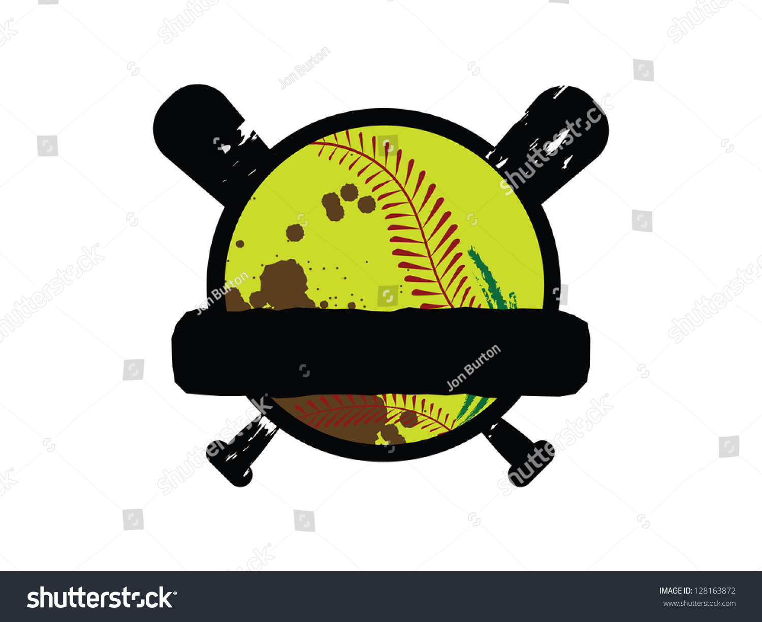 Blank Dirty Softball Emblem Stock Vector (Royalty Free) 128163872 ...
