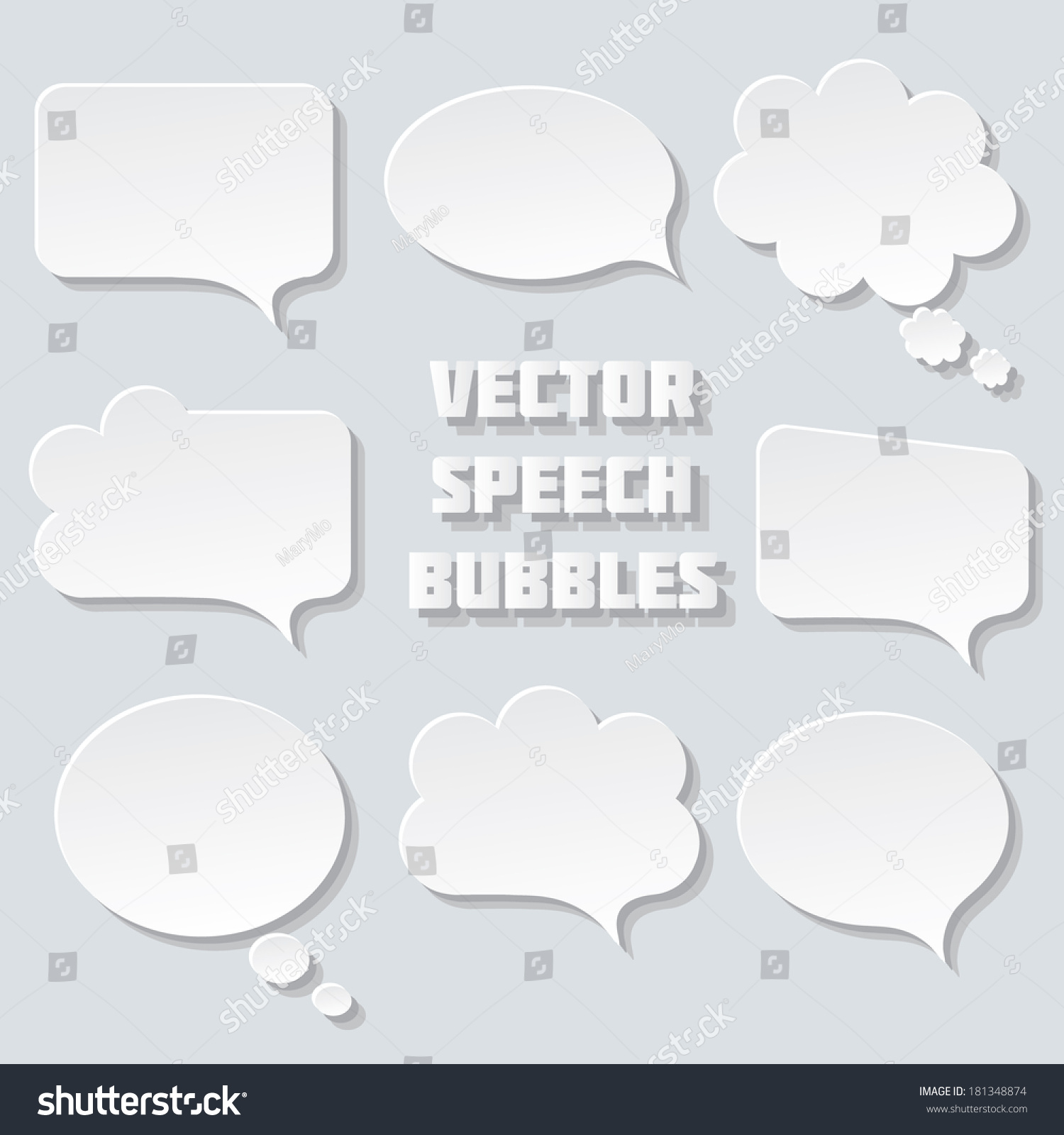 Blank Empty White Speech Bubbles Paper Stock Vector (Royalty Free ...