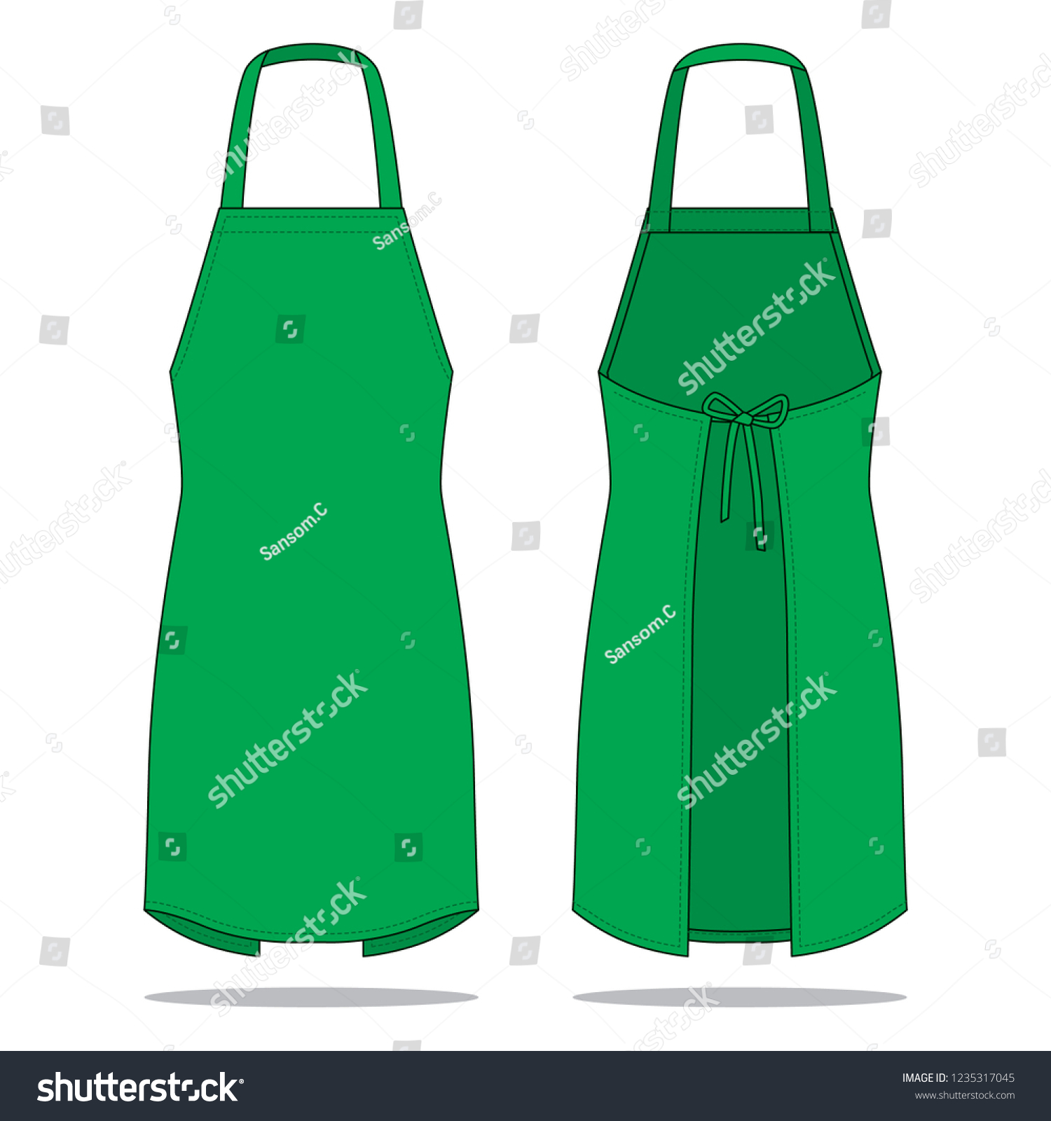 Blank Green Apron Vector Templatefront Back Stock Vector (Royalty Free ...
