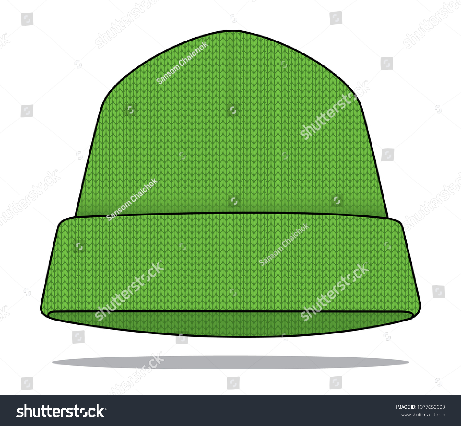 Blank Green Beanie Hat Folded Vector Stock Vector (Royalty Free) 1077653003