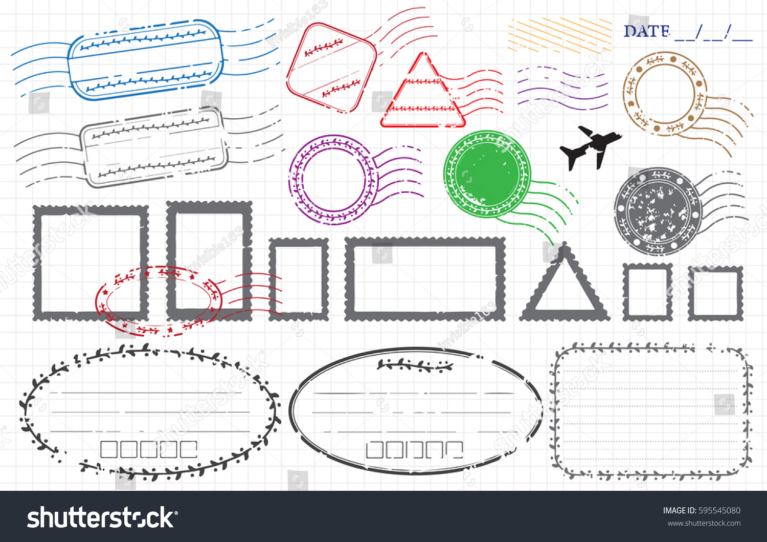 Blank Label Postage Stamps Setillustration Vector 스톡 벡터(로열티 프리 ...