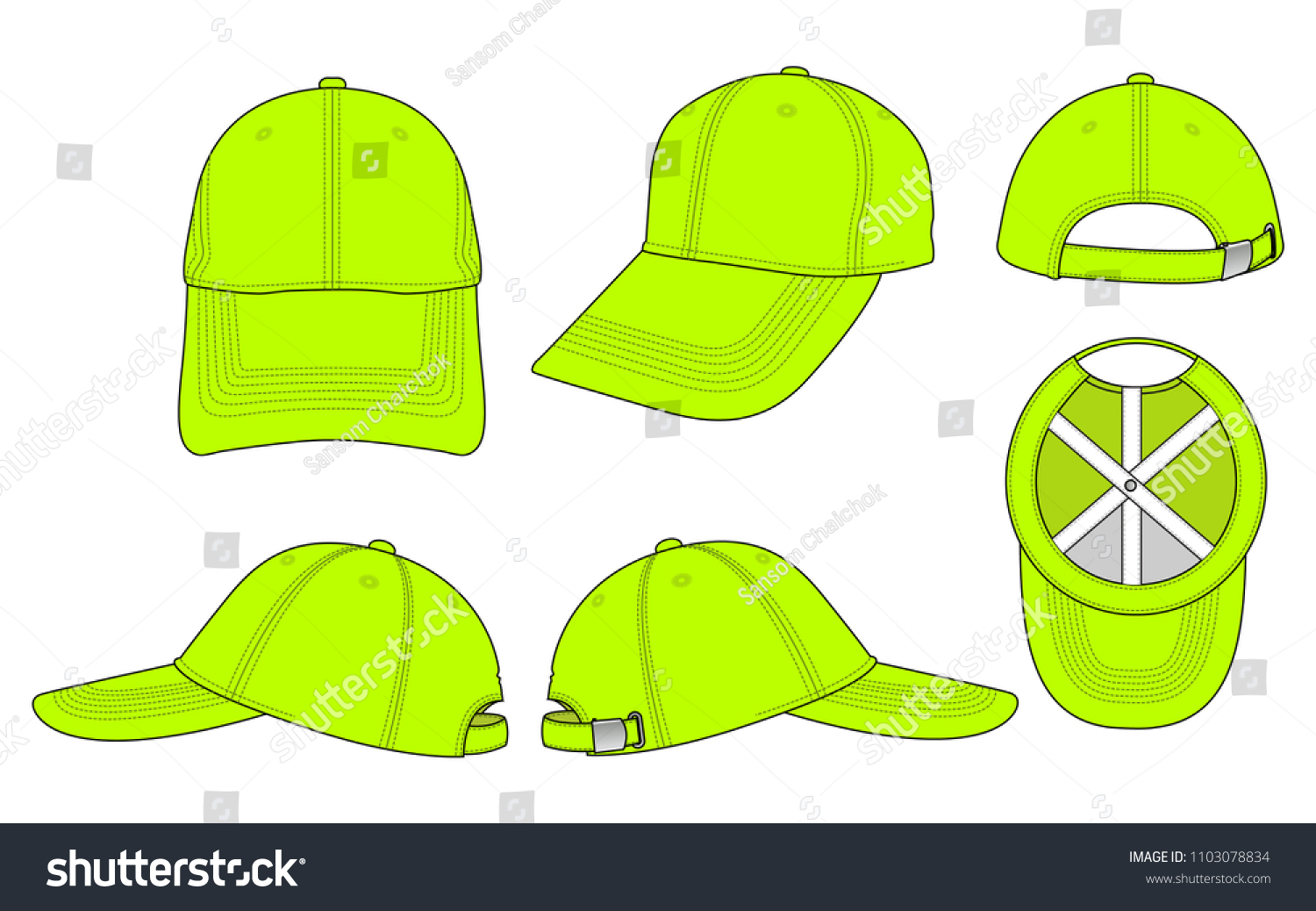 Blank Lime Baseball Cap Template On Stock Vector (Royalty Free) 1103078834