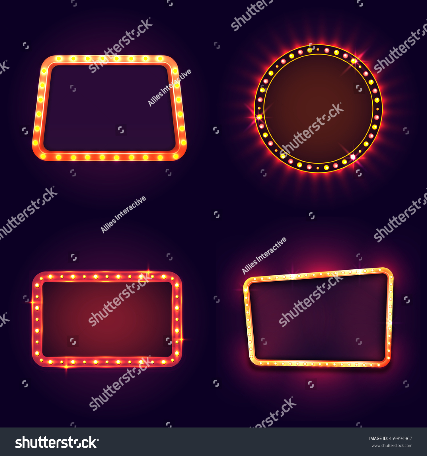 Blank Marquee Frame Illuminated Light Bulb Stock Vector (Royalty Free ...