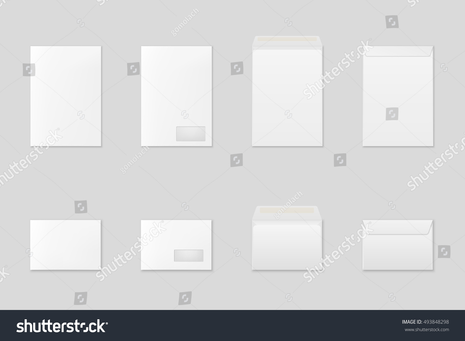 Blank Paper Envelopes Set Vector Eps10 Stock Vector (Royalty Free ...